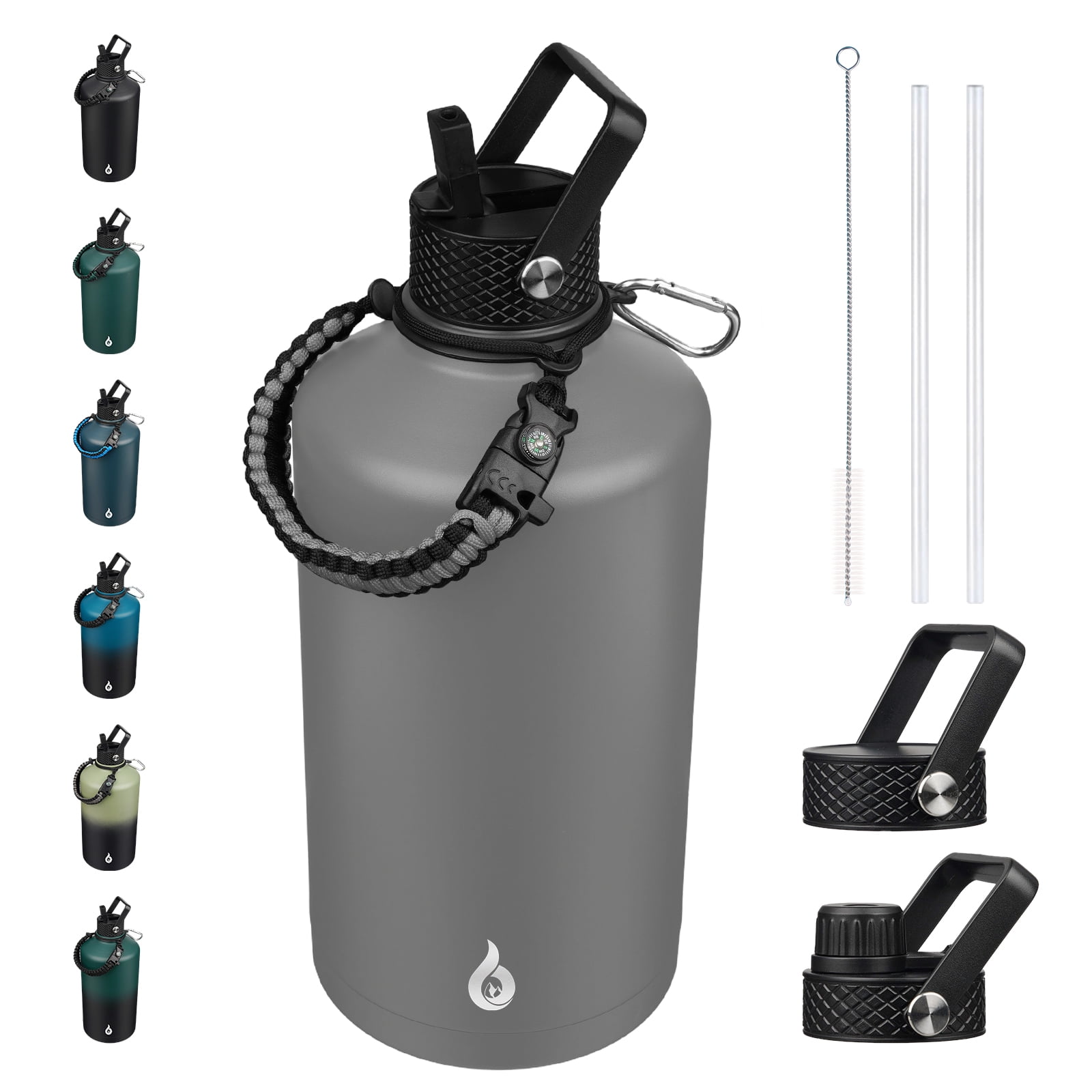 BJPKPK One Gallon Insulated Water Bottles with Straw Lid, 128oz Large ...