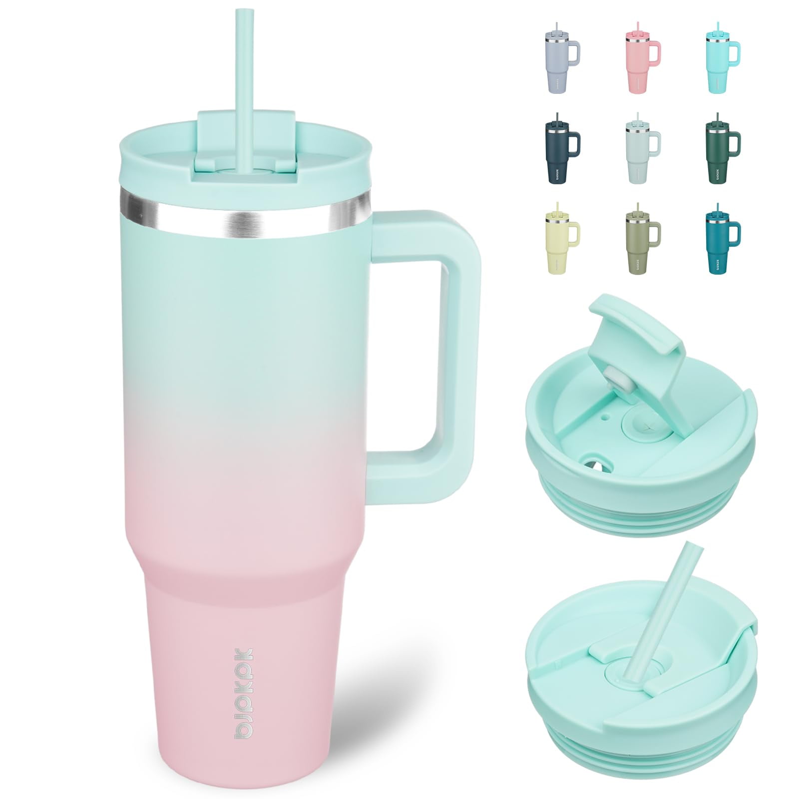BJPKPK Tumbler With Handle And Straw 40oz Insulated Tumbler Cups With ...