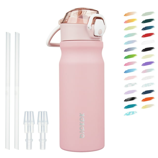 BJPKPK Water Bottle With Straw 18oz Insulated Water Bottles Reusable Stainless Steel Metal ...
