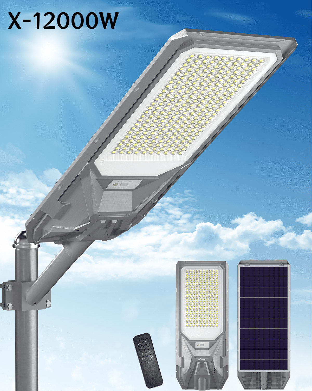 BJSUC 12000W Solar Street Light Outdoor, Dusk To Dawn Commercial ...