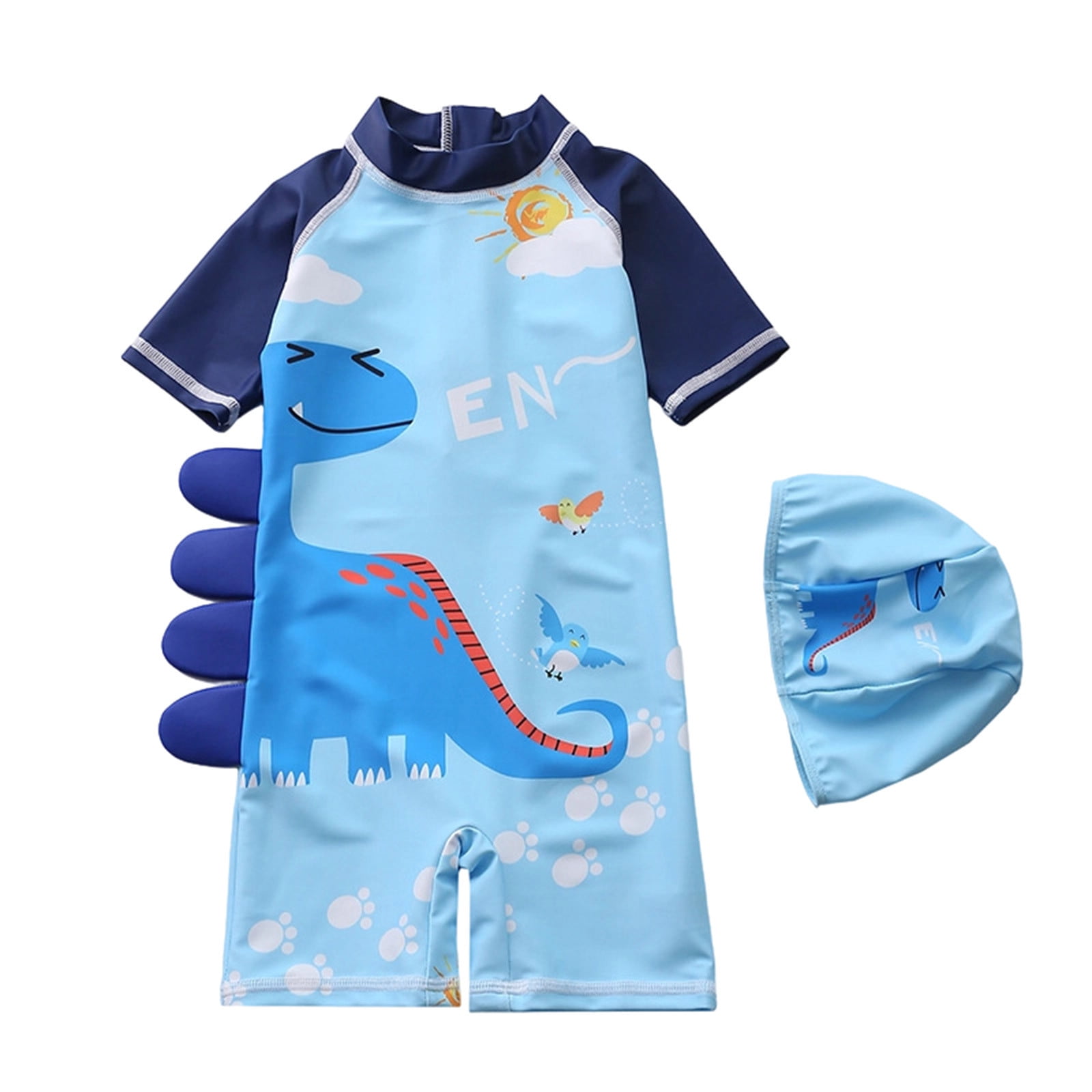 BJUTIR Boys Swimsuits Long Sleeve Dinosaur With Hood Sun Swimwear For ...