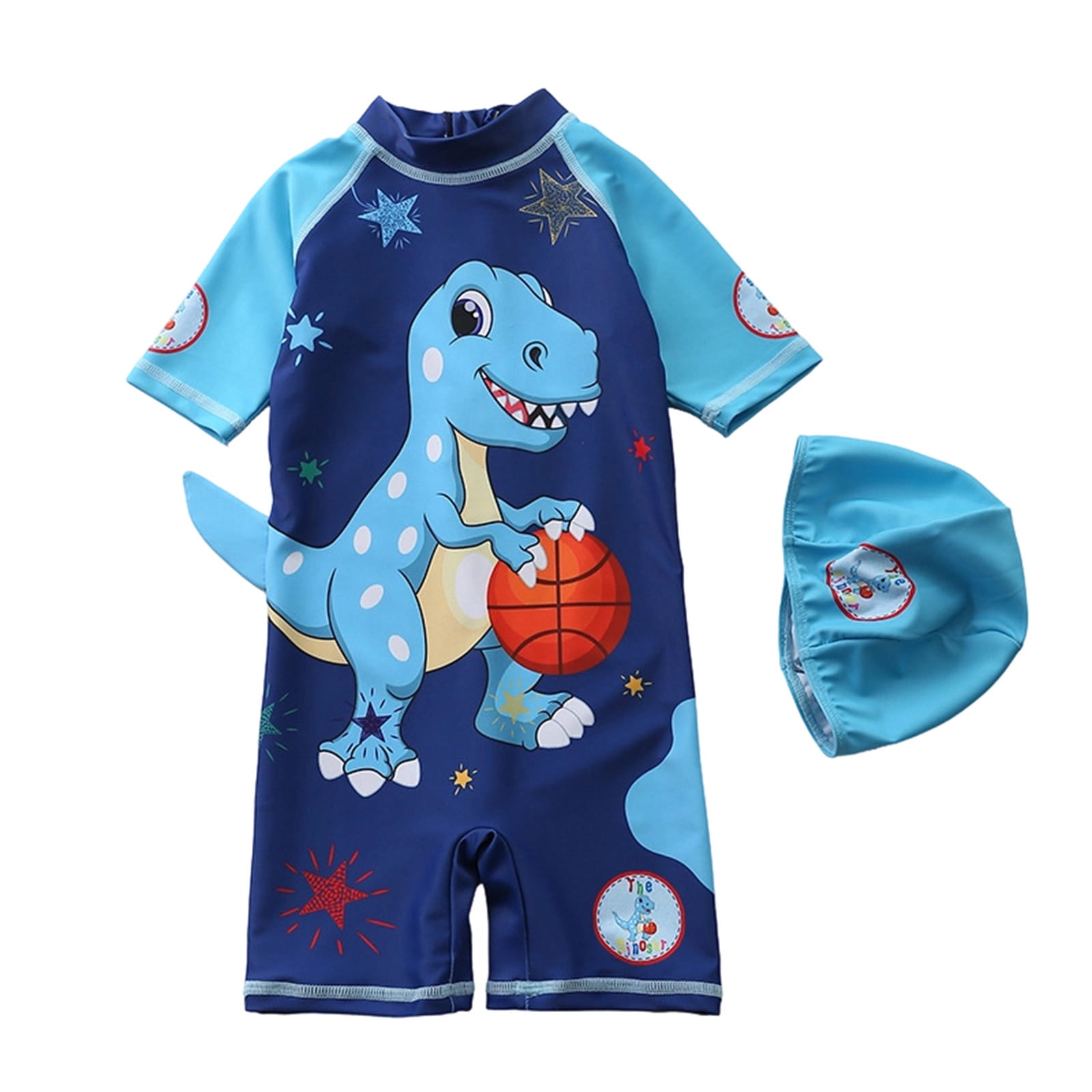 BJUTIR Boys Swimsuits Long Sleeve Dinosaur With Hood Sun Swimwear For ...