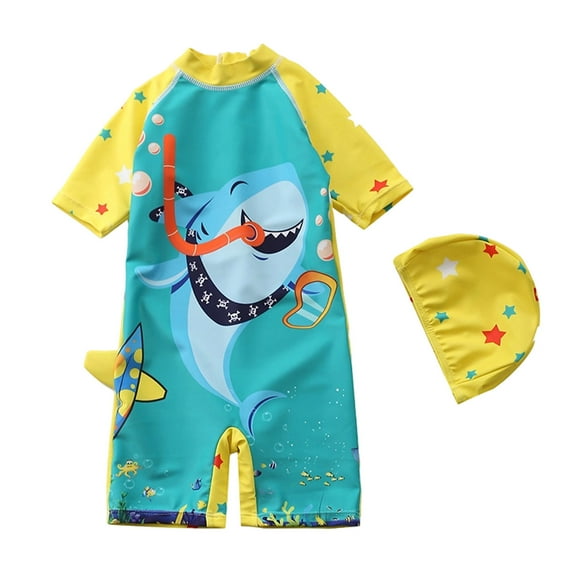 BJUTIR Boys Swimsuits Long Sleeve Dinosaur With Hood Sun Swimwear For ...