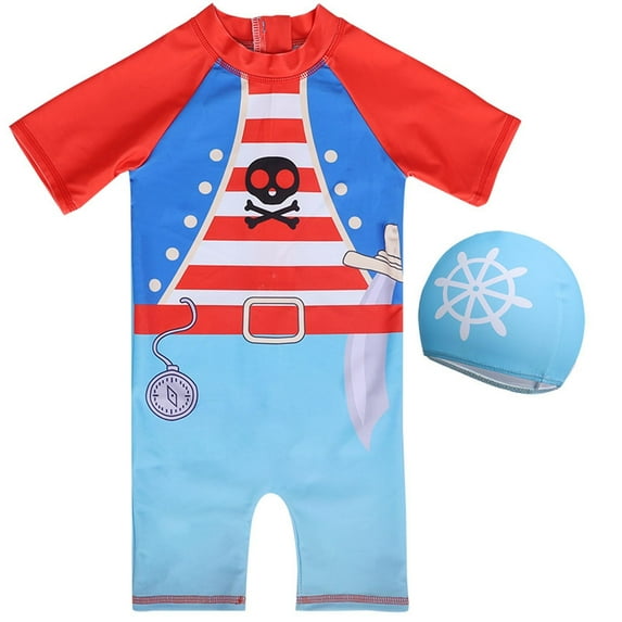 BJUTIR Boys Swimsuits One Piece Dinosaur & Crocodile With Swim Cap Surf ...