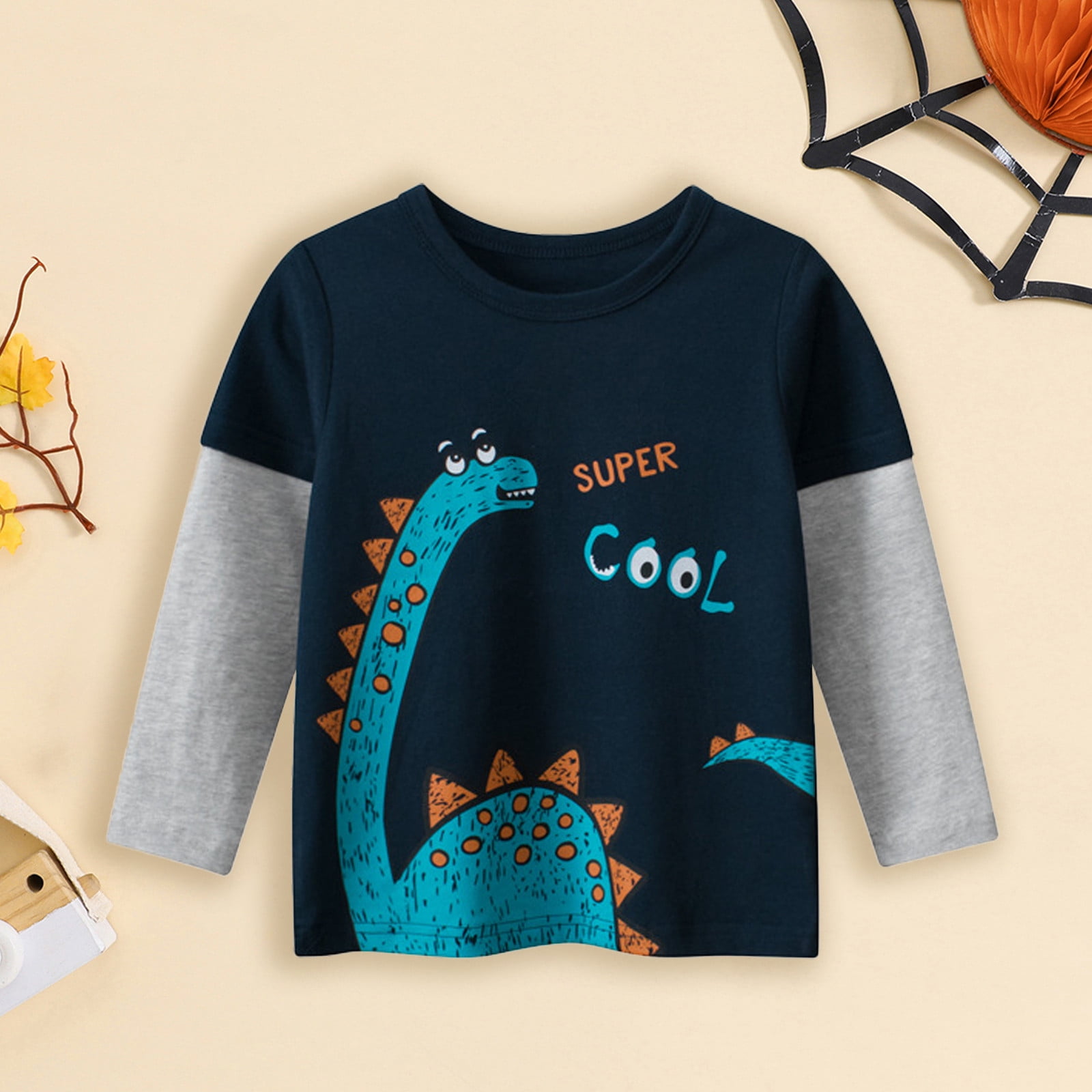 BJUTIR Cute Cartoon Print Tops For Boys Toddler Baby Girls Long Sleeve ...