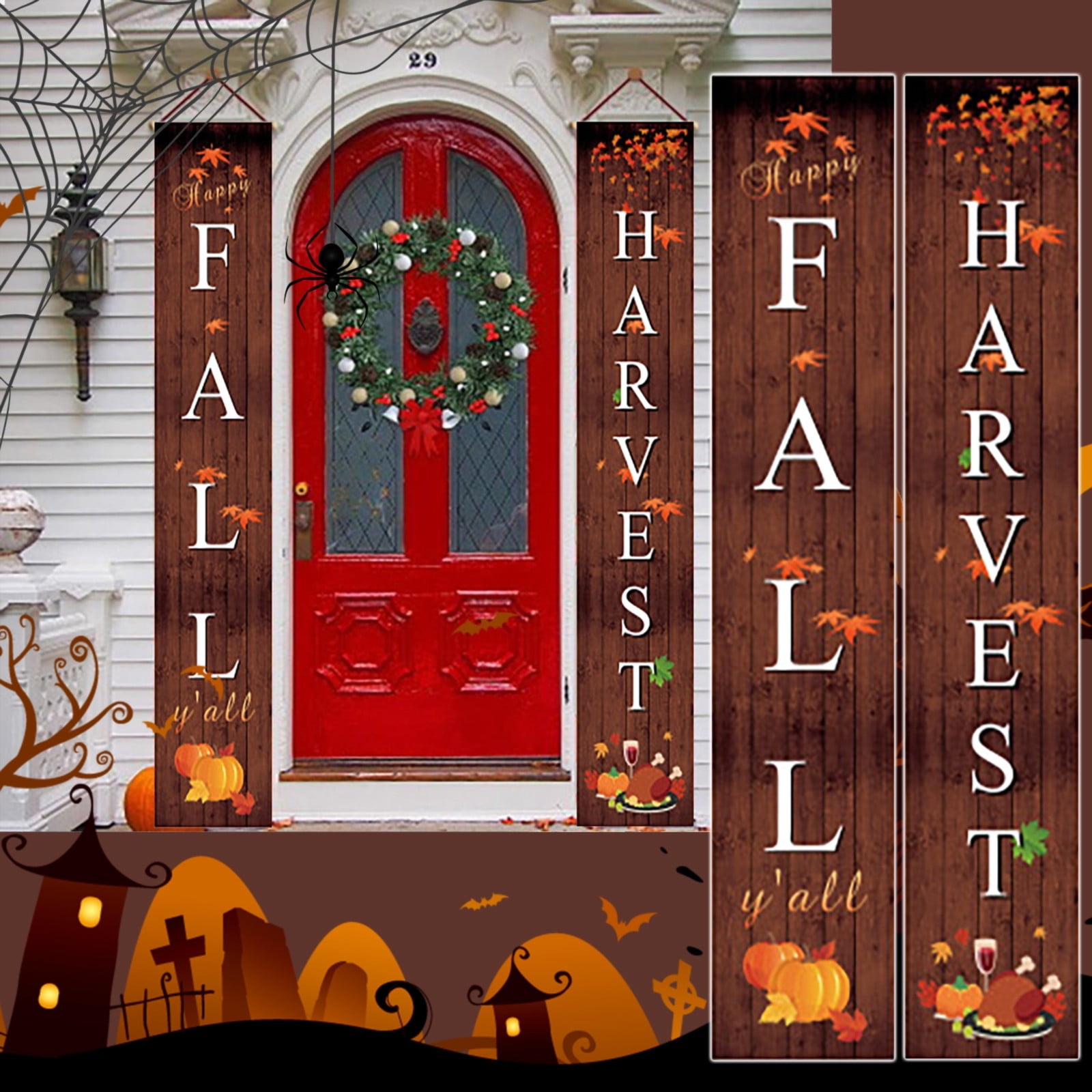 BJUTIR Fall Decorative Banners Thanksgiving Decor Party Decorations ...