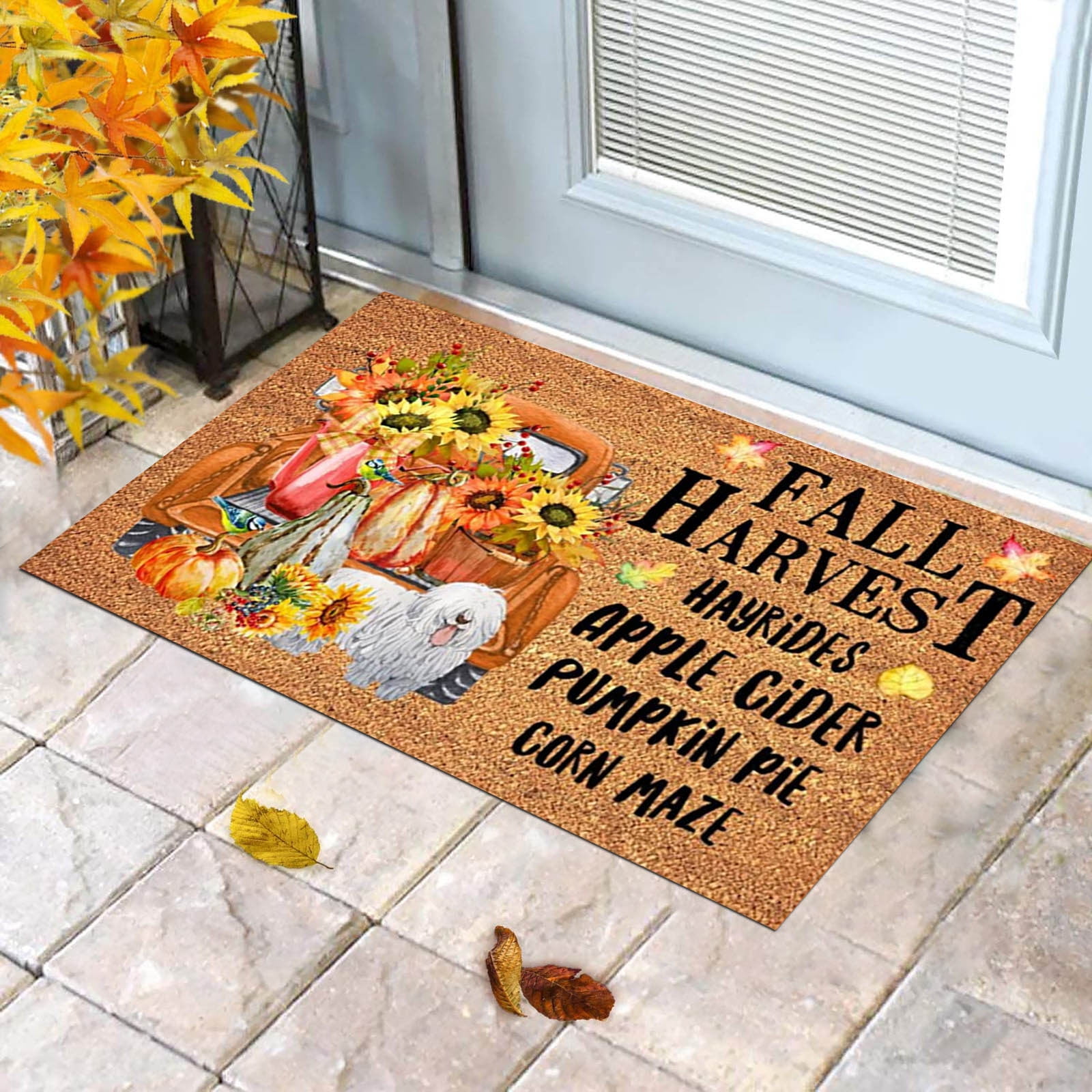 BJUTIR Fall Thanksgiving Decorative Doormat, Autumn Buffalo Plaid Non ...