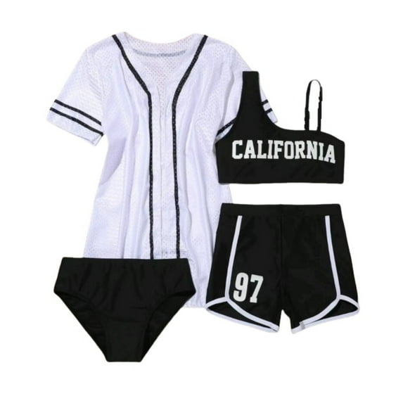 BJUTIR Girls Bathing Suits 4 Piece Swimsuits High Waist Bikini Set With ...