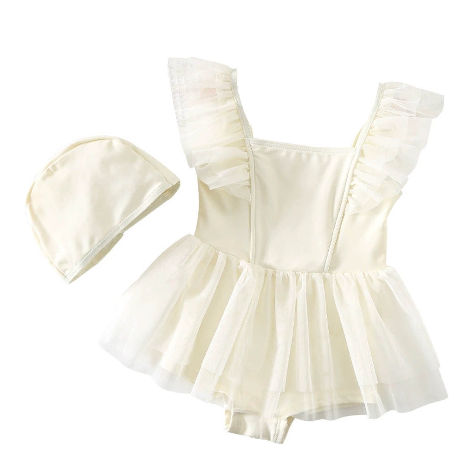 BJUTIR Girls Bathing Suits Swimsuit With Mesh Skirt White Bathing For ...