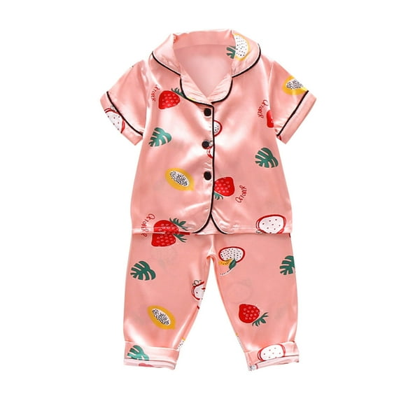 BJUTIR Girls Pajamas Set Baby Outfits Strawberry Print Short Sleeve ...