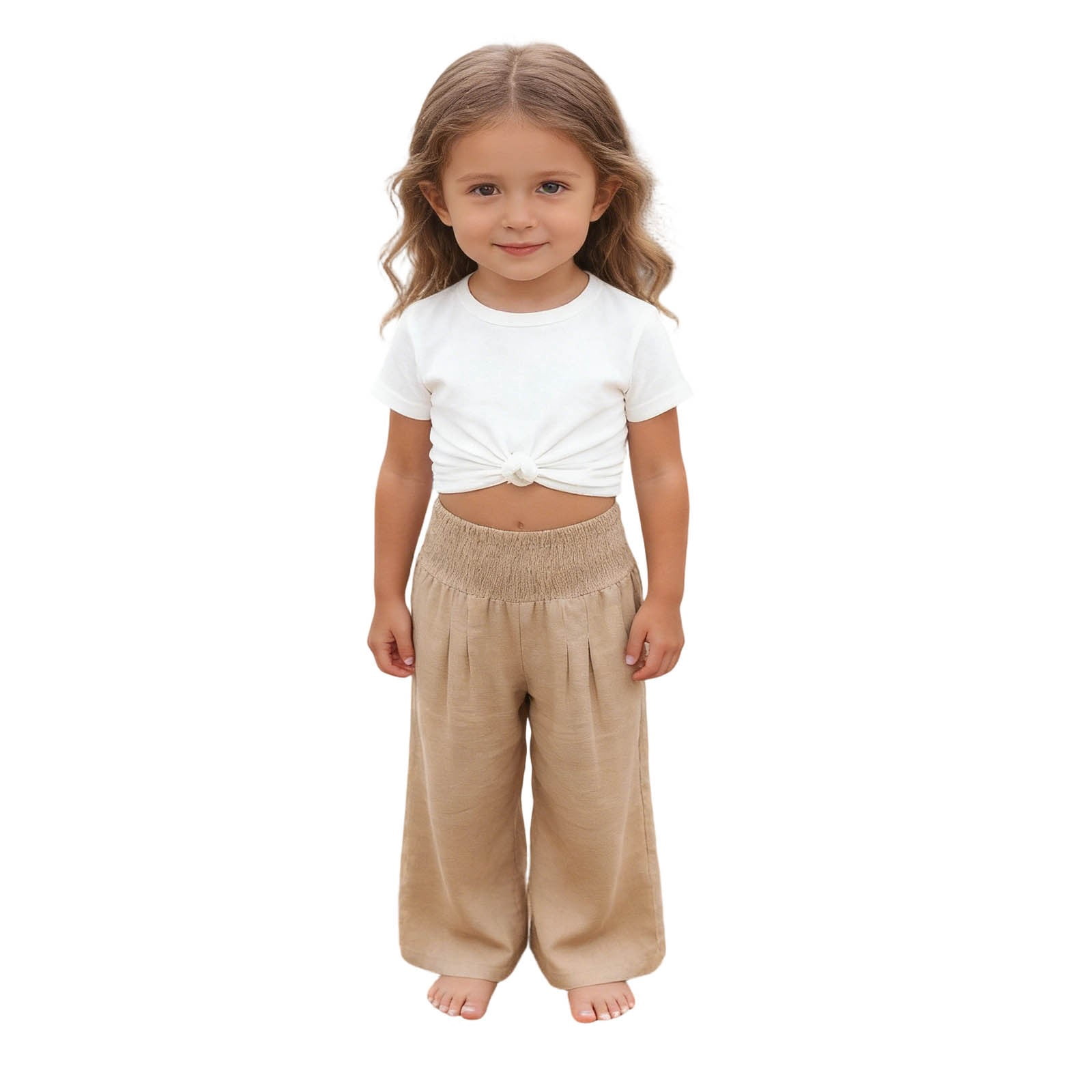 BJUTIR Girls Pants Solid Color High W Waist Casual Pants With Pockets ...
