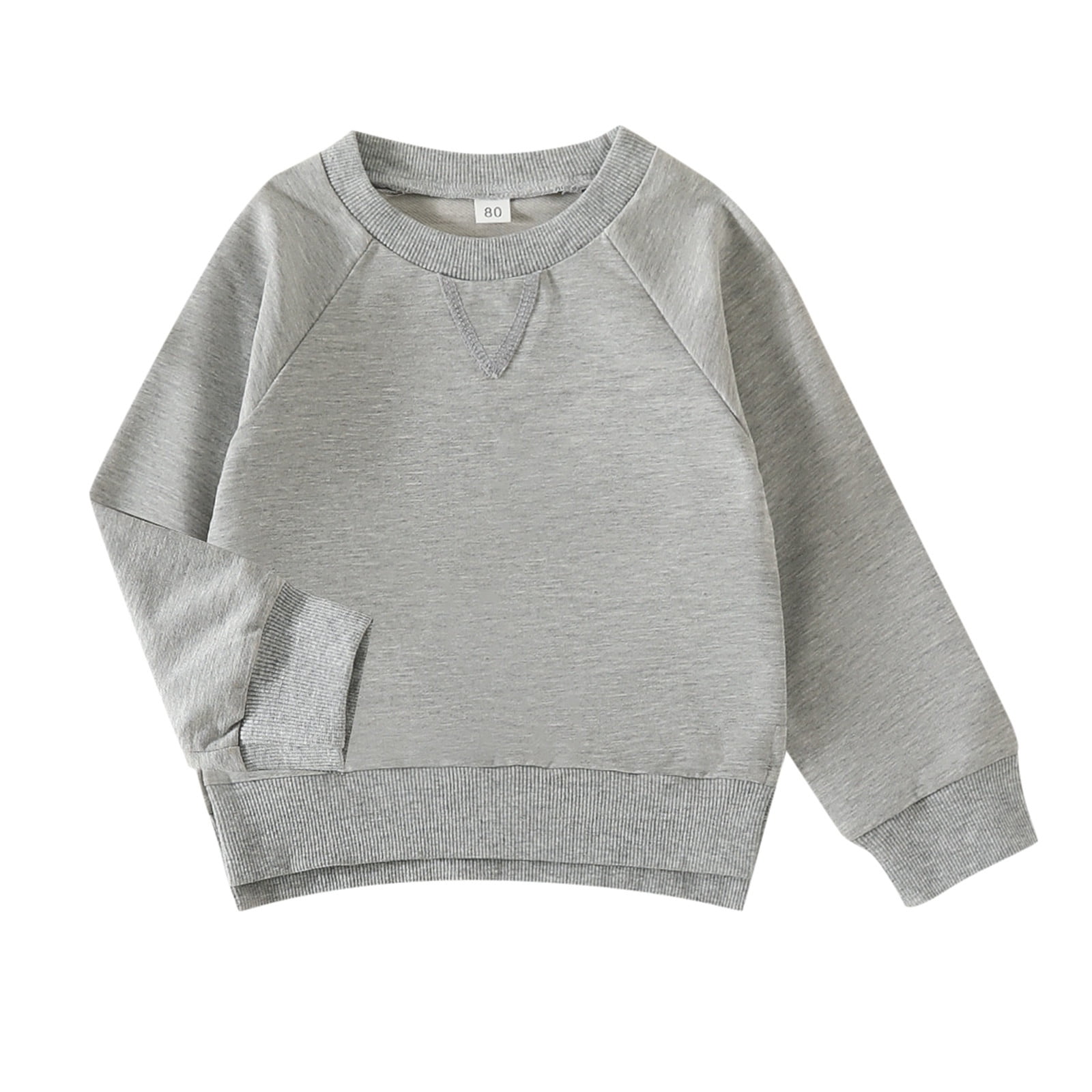BJUTIR Toddler Kids Baby Boy Girl Crewneck Sweatshirt Long Sleeve Solid Color Tops Pullover ...