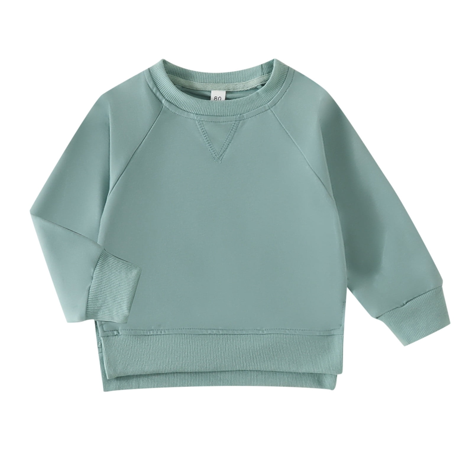 BJUTIR Toddler Kids Baby Boy Girl Crewneck Sweatshirt Long Sleeve Solid Color Tops Pullover ...