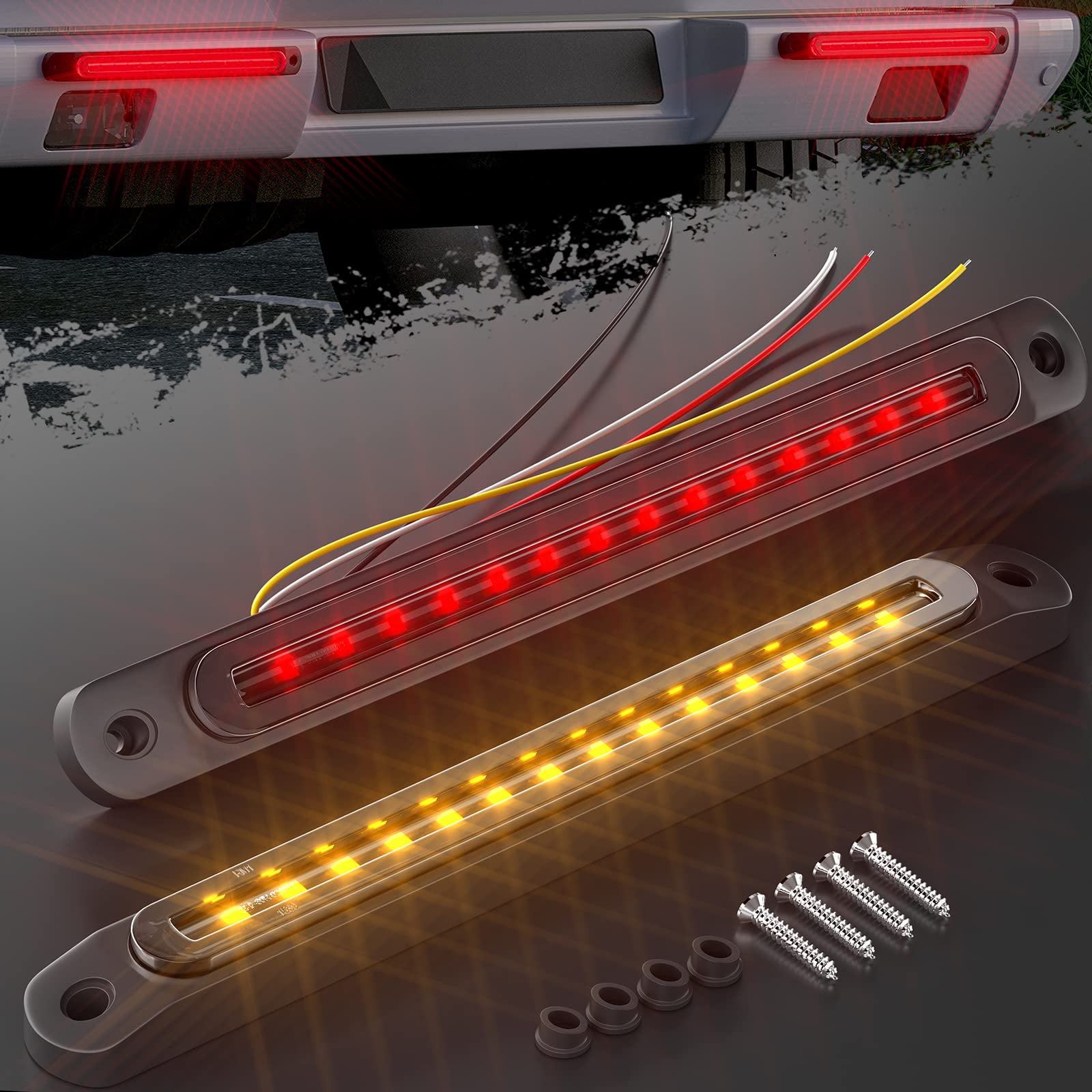 BJZ 10'' LED Trailer Tail Lights BSL1 Bar Red Stop Marker Light Strip ...