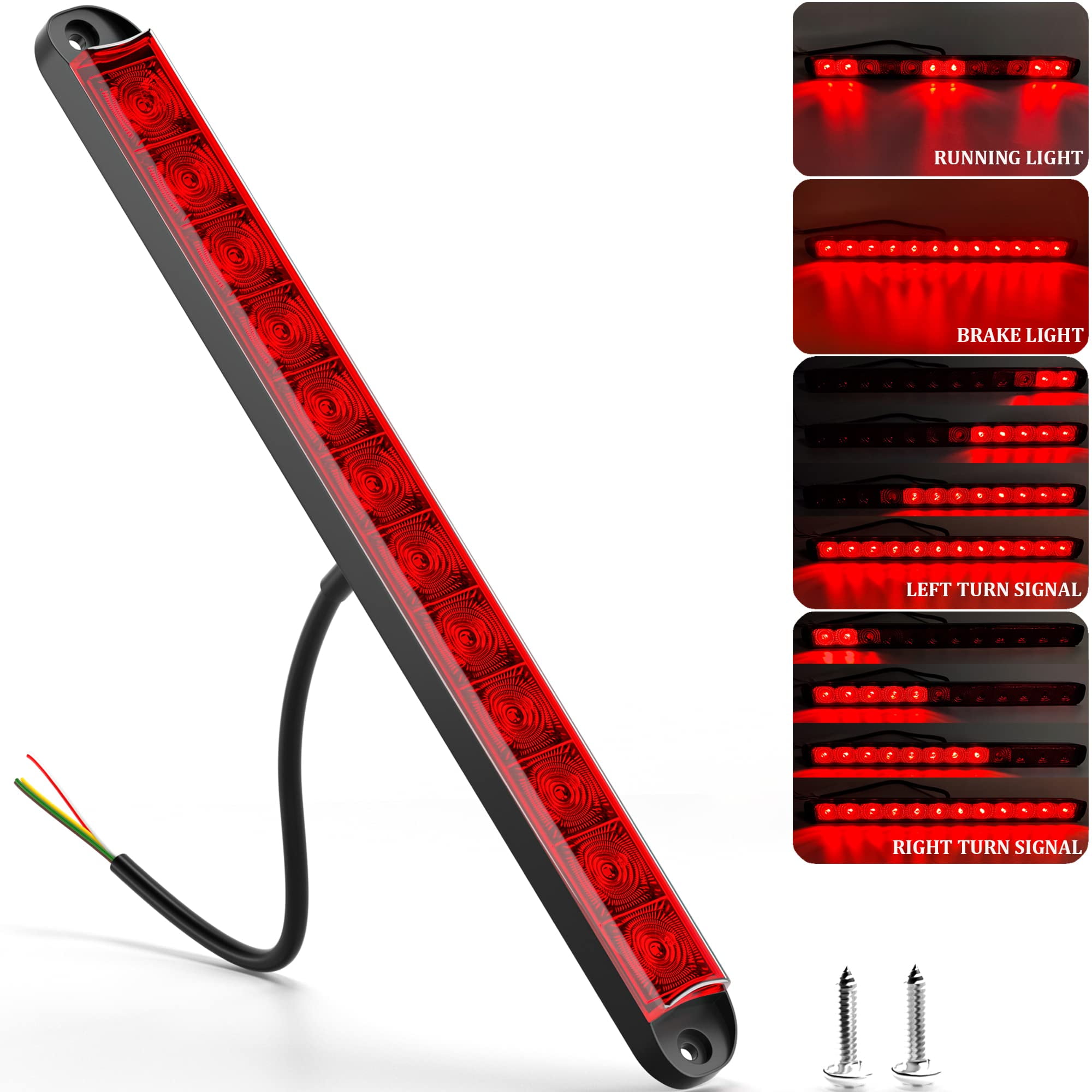 BJZ 16'' Trailer LED Lights Bar Red H2FSD12LED ID Left Right Turn ...