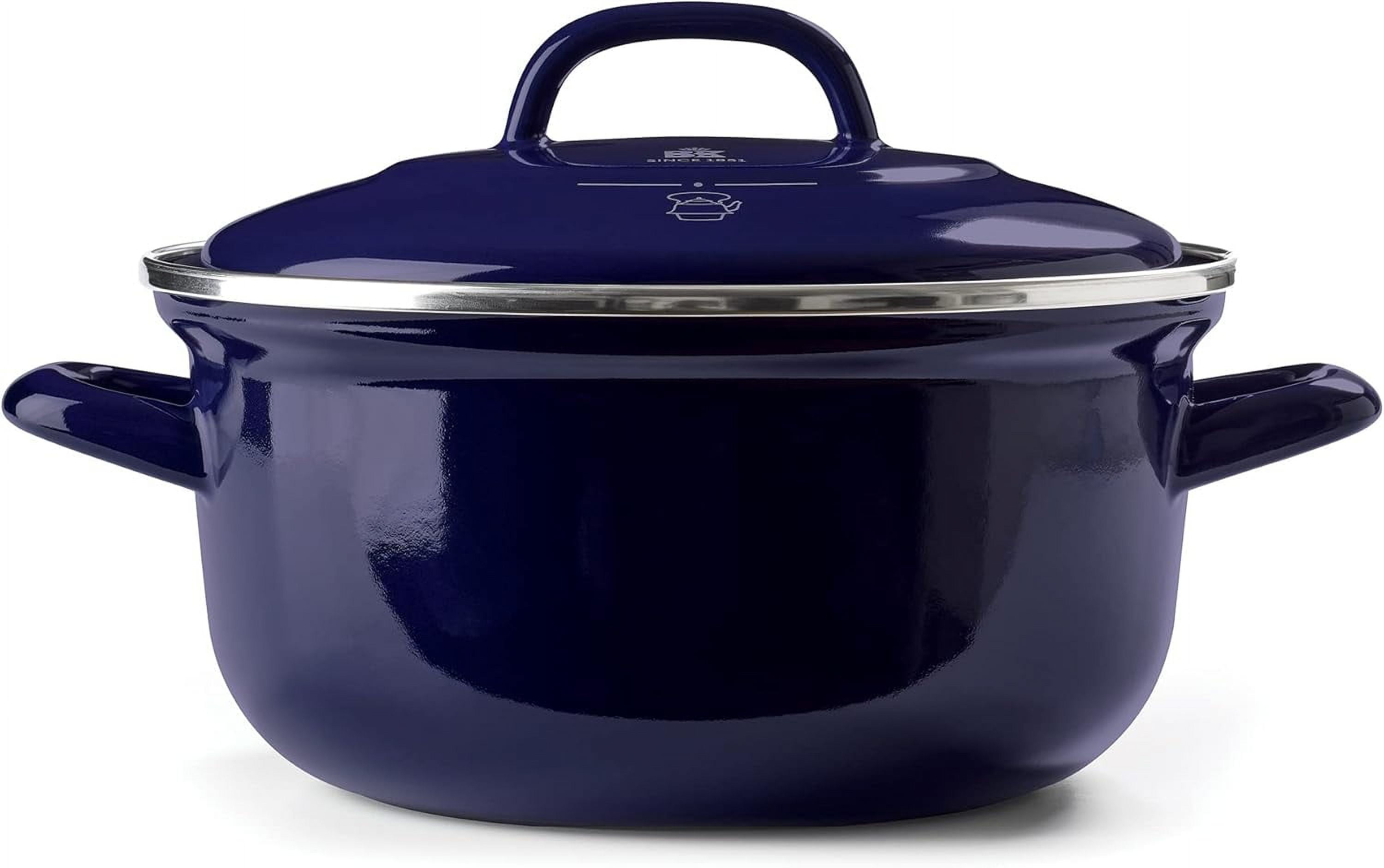 BK Indigo Dutch Heritage Round German Enamelled Casserole with Lid with ...