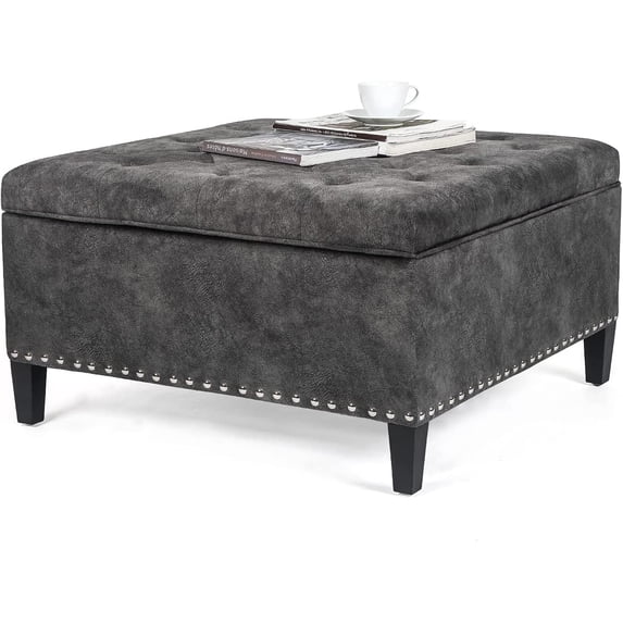 BK'store Storage Ottoman for Living Room, Tufted Square Coffee Table ...