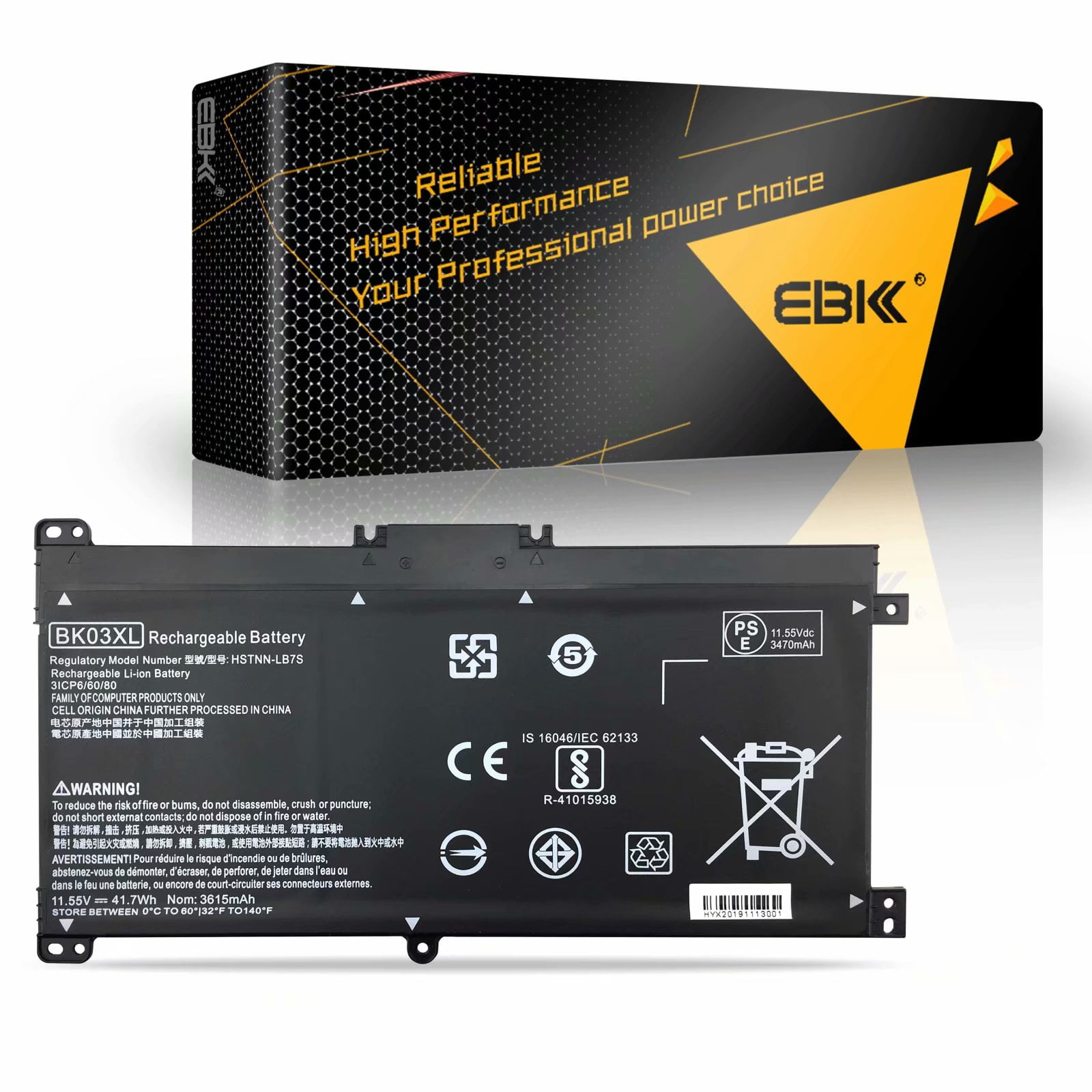 BK03XL Battery for HP Pavilion X360 2 in 1 notebook 14-ba 14m-ba series ...