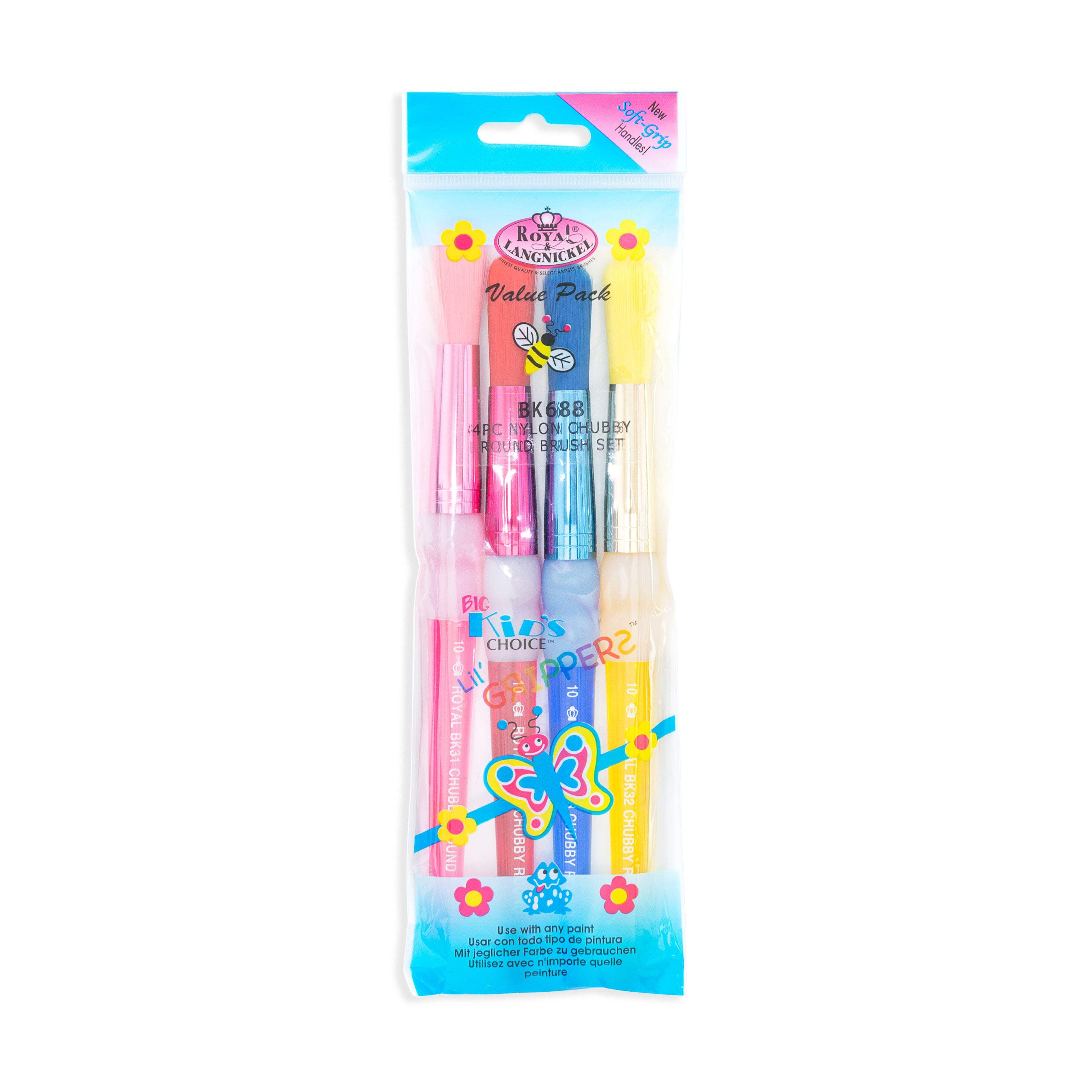 BK688 | Big Kid's Choice™ Lil' Grippers™ 4pc Nylon Chubby Round Brush ...