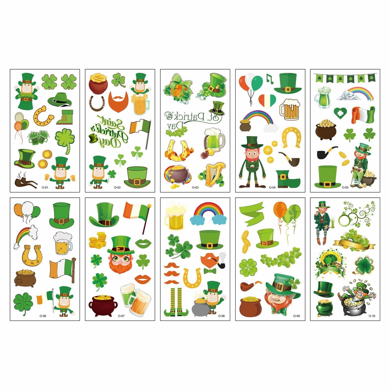 BKBP 10 Sheet Irish Shamrock Stickers, St. Patrick's Day Gift Tags ...