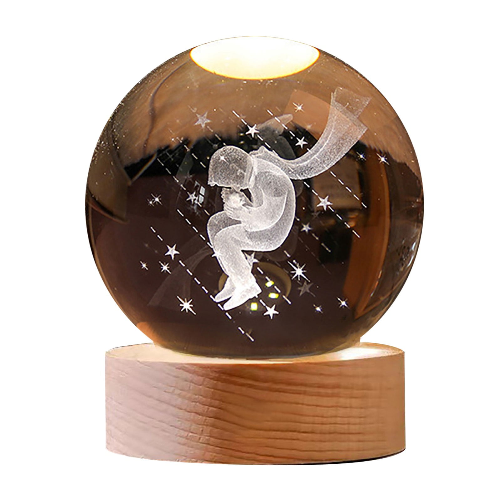 BKBP 3D Whale Crystal Ball Night Light - LED Light Hologram Glass Lamp ...