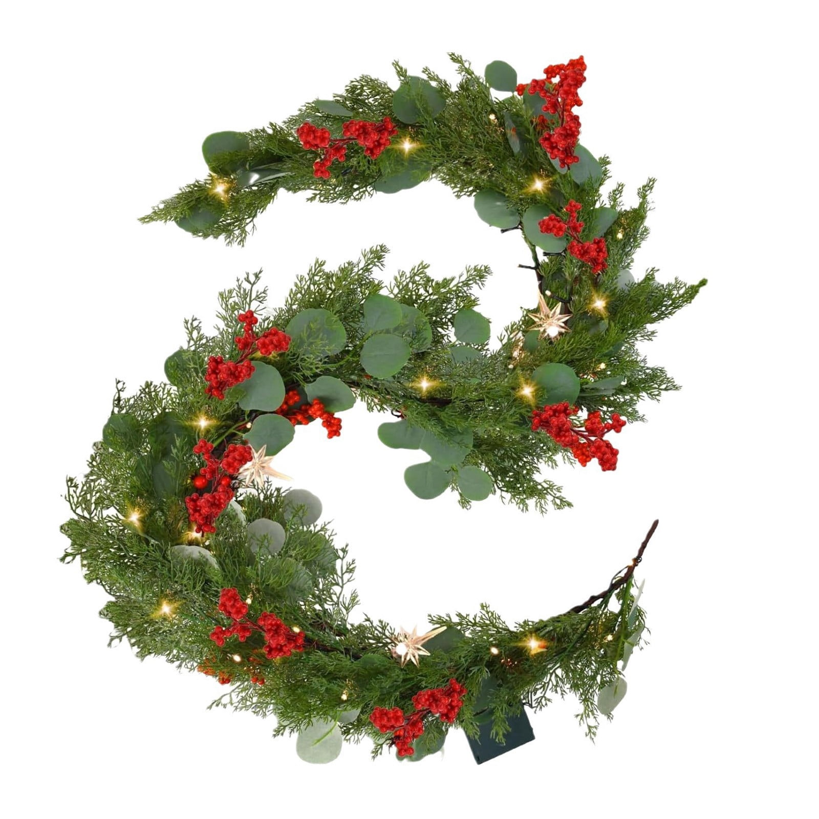 BKBP 5.9FT Christmas Cedar Garlands, Whimsy Artificial Pine Cypress ...