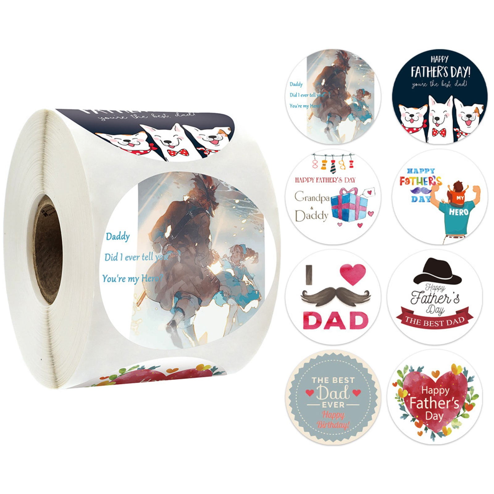 BKBP 500Pcs Happy Father’s Day Stickers Round Father Day Gift Label ...