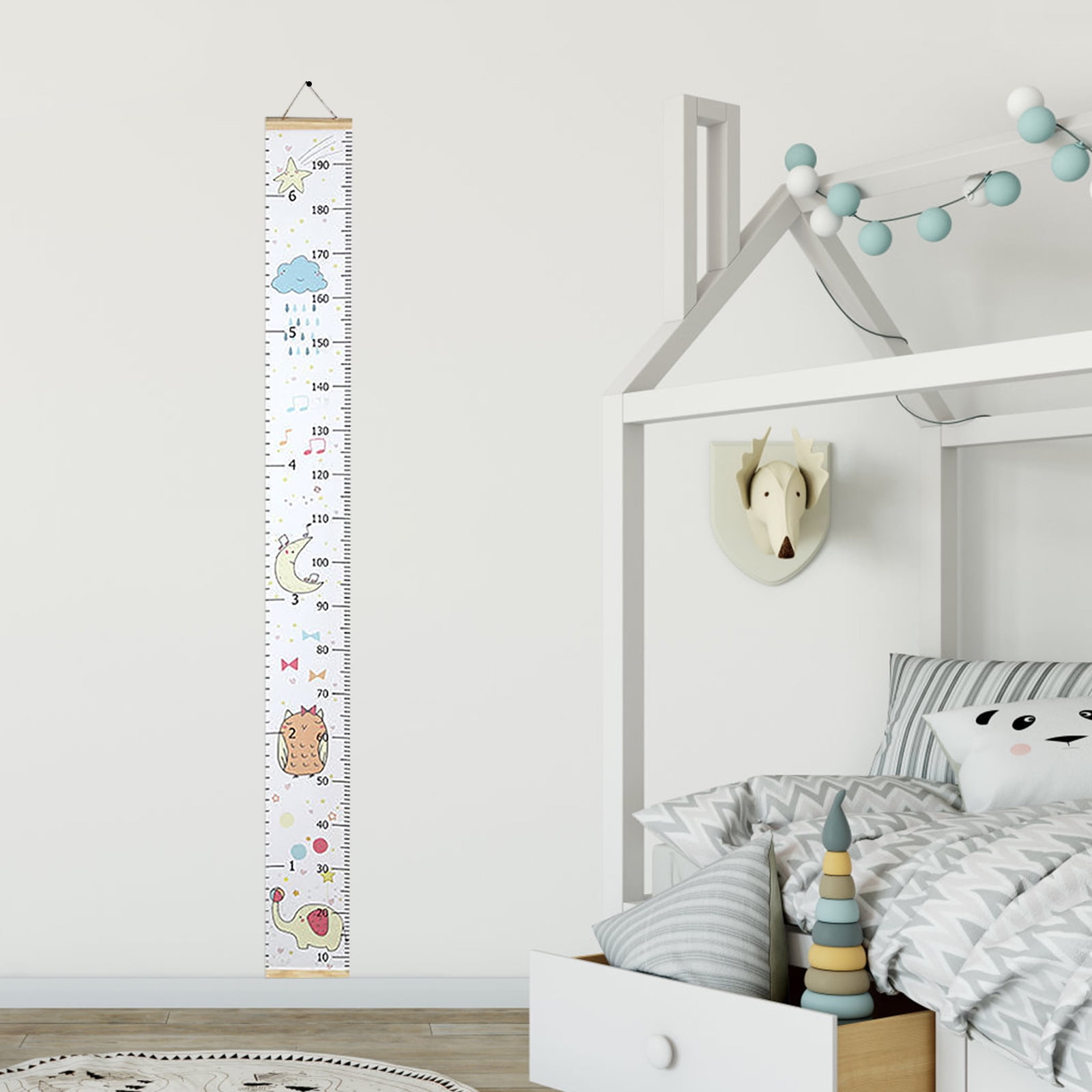 BKBP Children's Cartoon Baby Kids Growth Chart Record Wood Frame Height ...