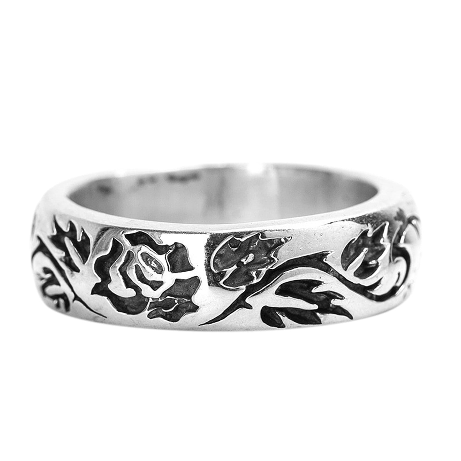 BKBP Classic Rose Flower Pattern Ring for Men and Women Retro Thai ...