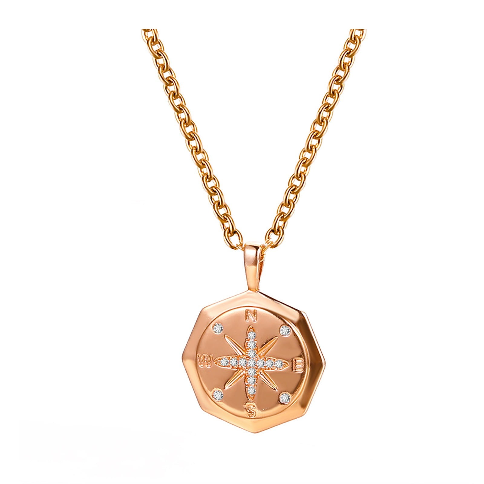 BKBP Compass Pendant Necklace Clavicle Chain and American Pointed Star ...