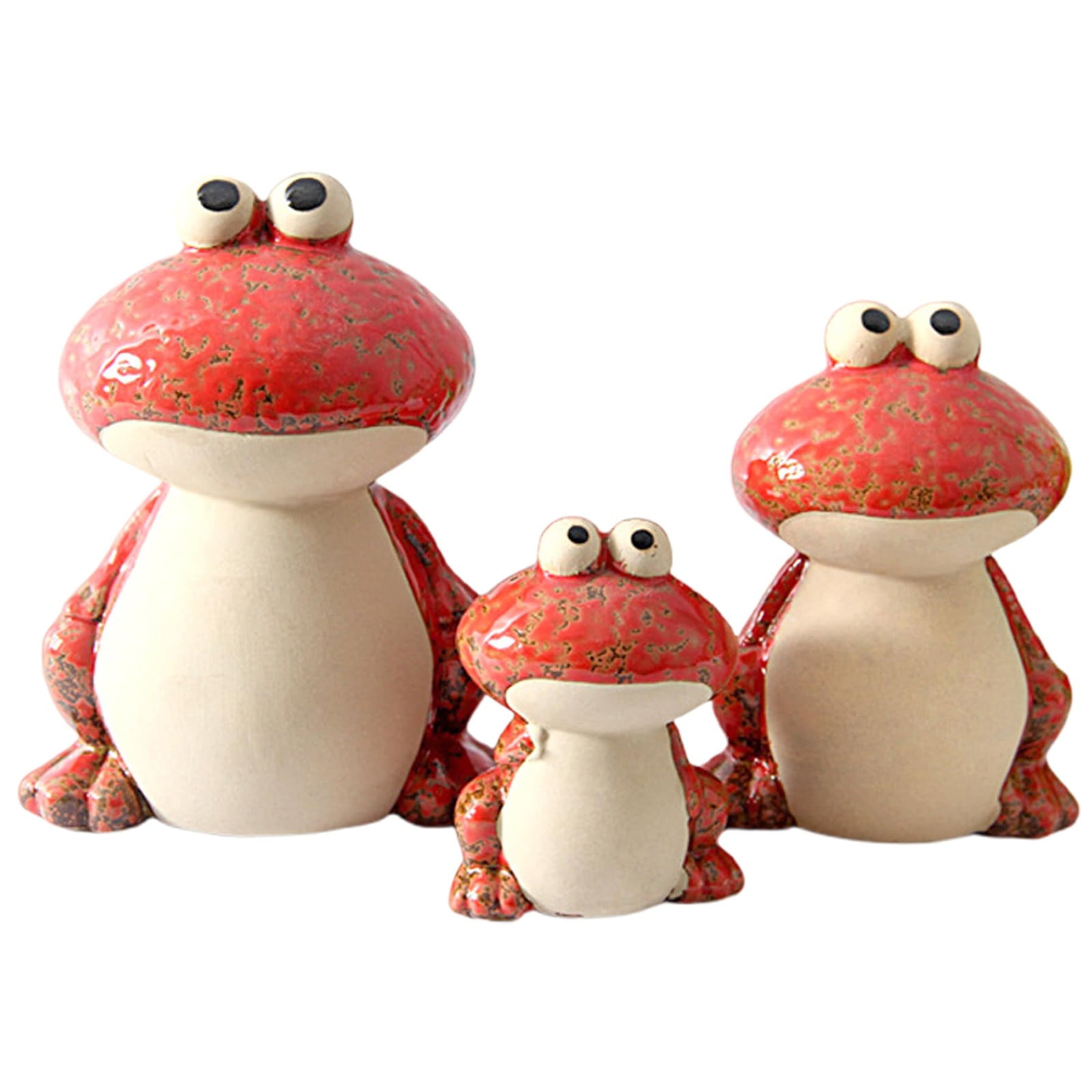 BKBP Frog Garden Decor Set of 3,Funny Cute Ceramic Frog Garden Statues ...
