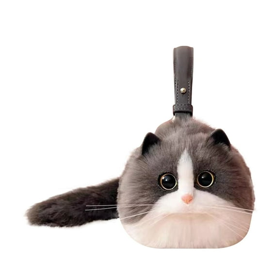 BKBP Furry Cat Purse, Kitty Purse, Kitty Cat Bag, Cat Shaped Shoulder ...