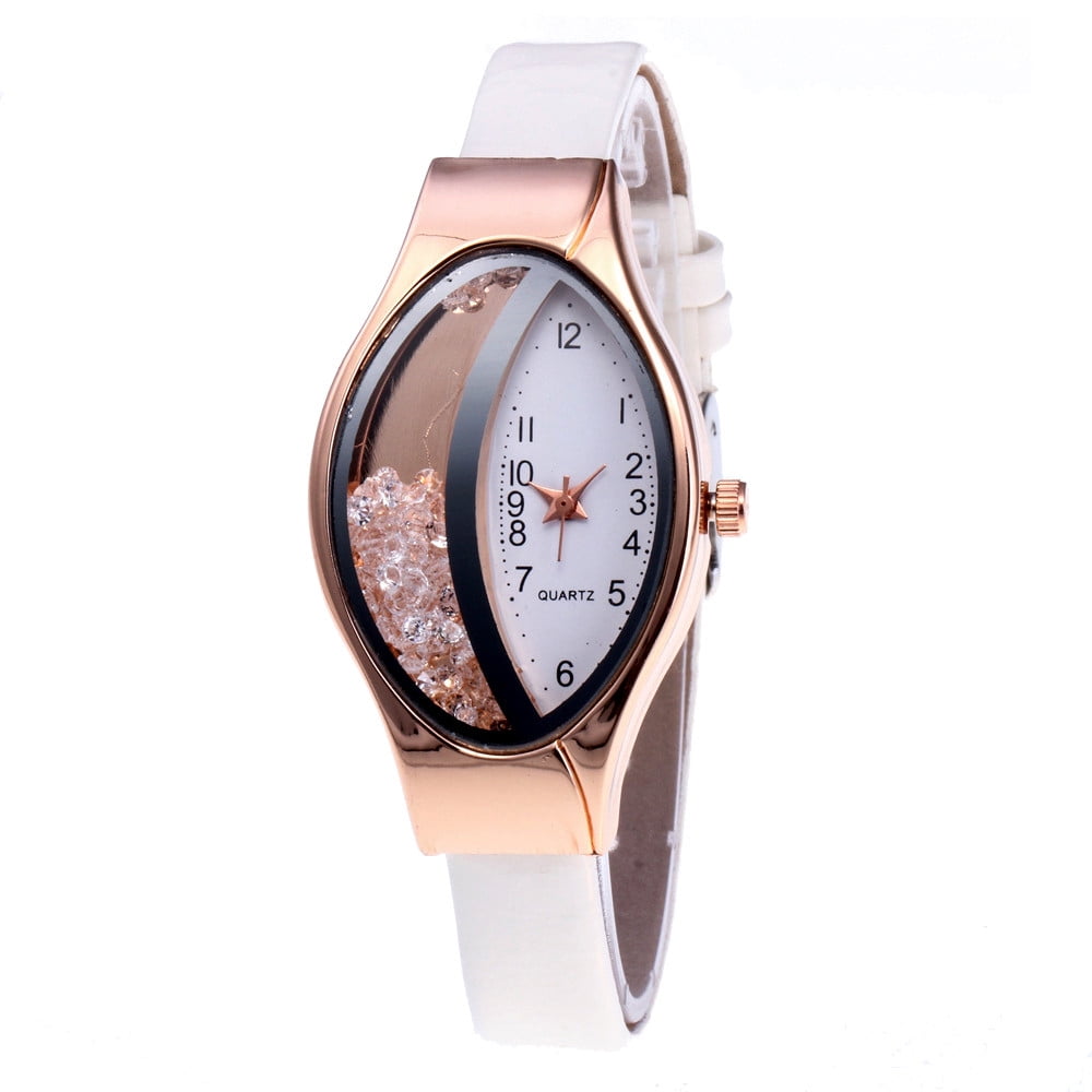 BKBP Half Moon Quicksand Oval Ladies Slim Strap Small Dial Casual Watch ...