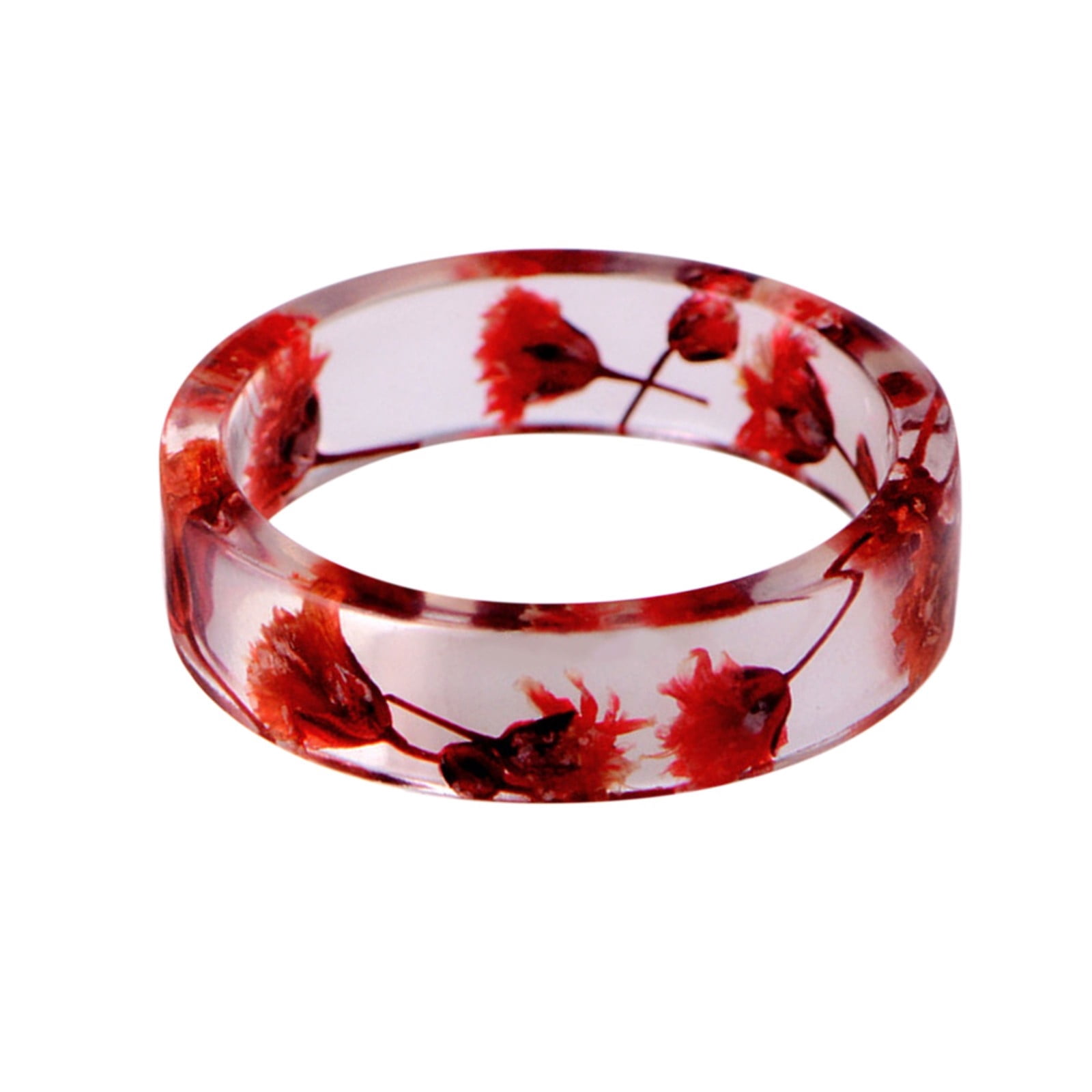 BKBP Handmade Dried Flower Wafer Transparent Resin Multi Color Ring Pop ...