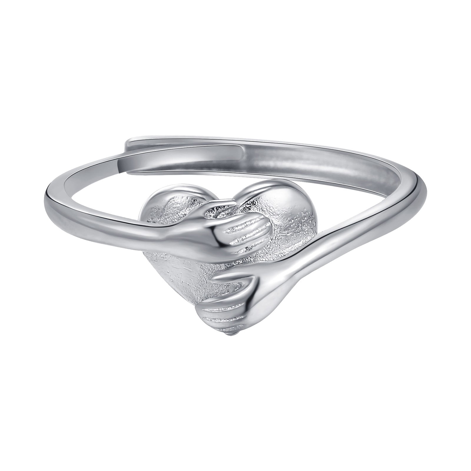 BKBP Hands Hugging Love Ring Fun Hug Heart Charm Adjustable Statement ...