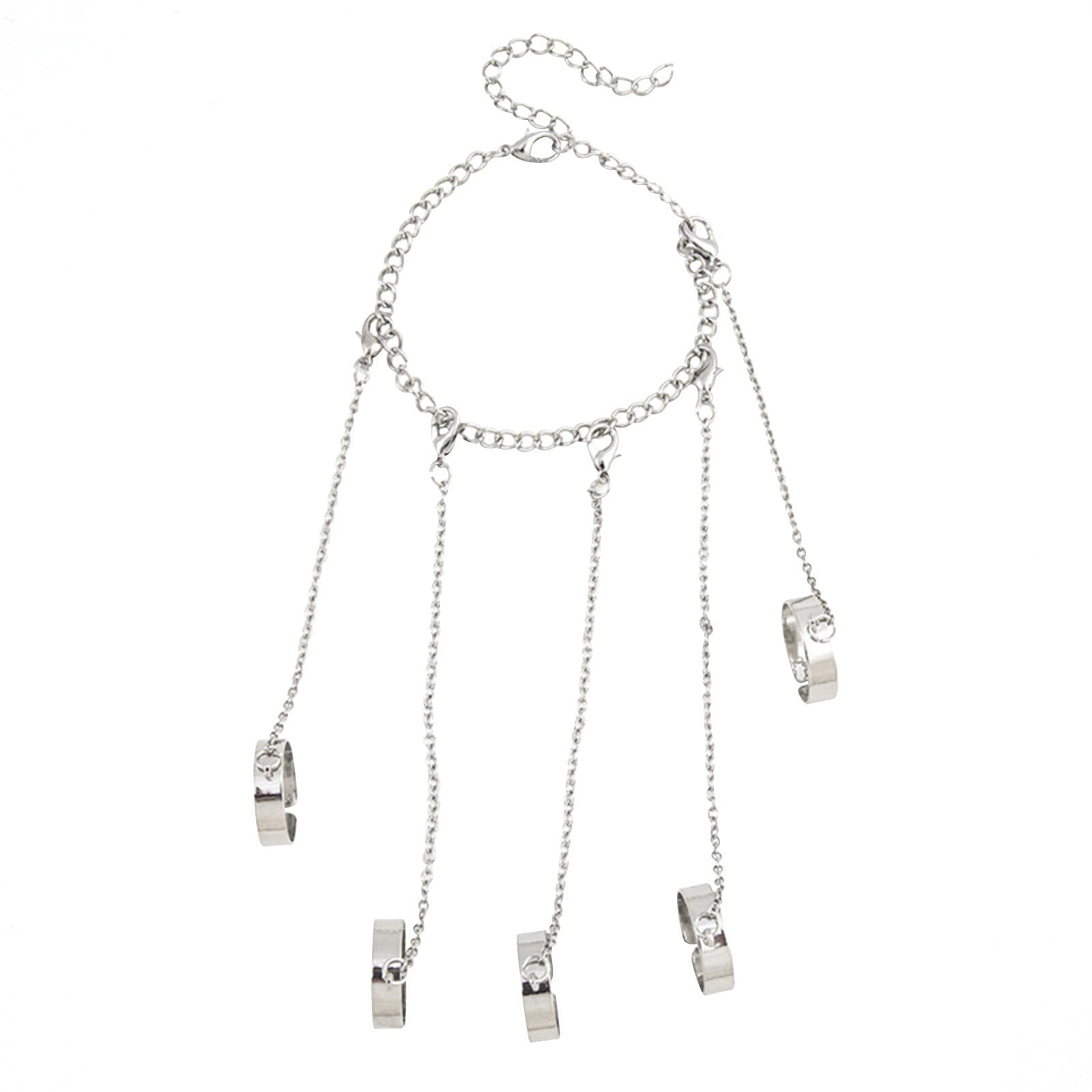 BKBP Hip Hop Five Finger Ring 1 Pcs Chain Bracelet One Open Punk Retro ...