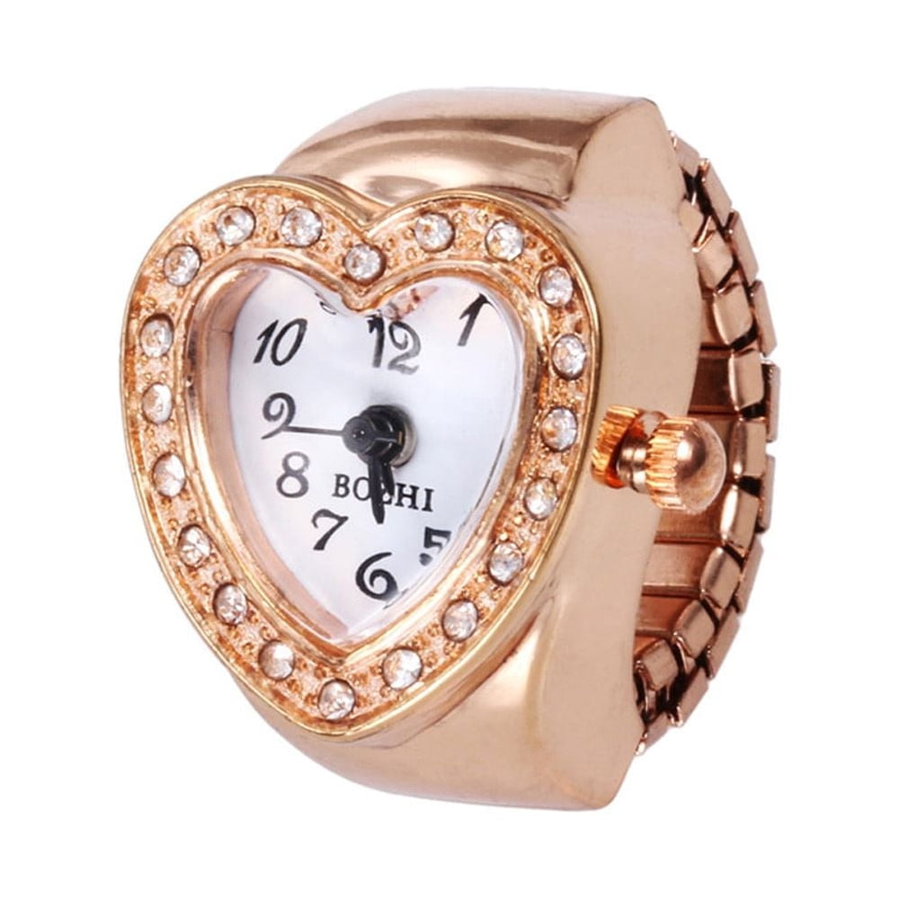 BKBP Ladies Ring Watch Rose Gold Ring Quartz Watch Dial Creative Quartz ...