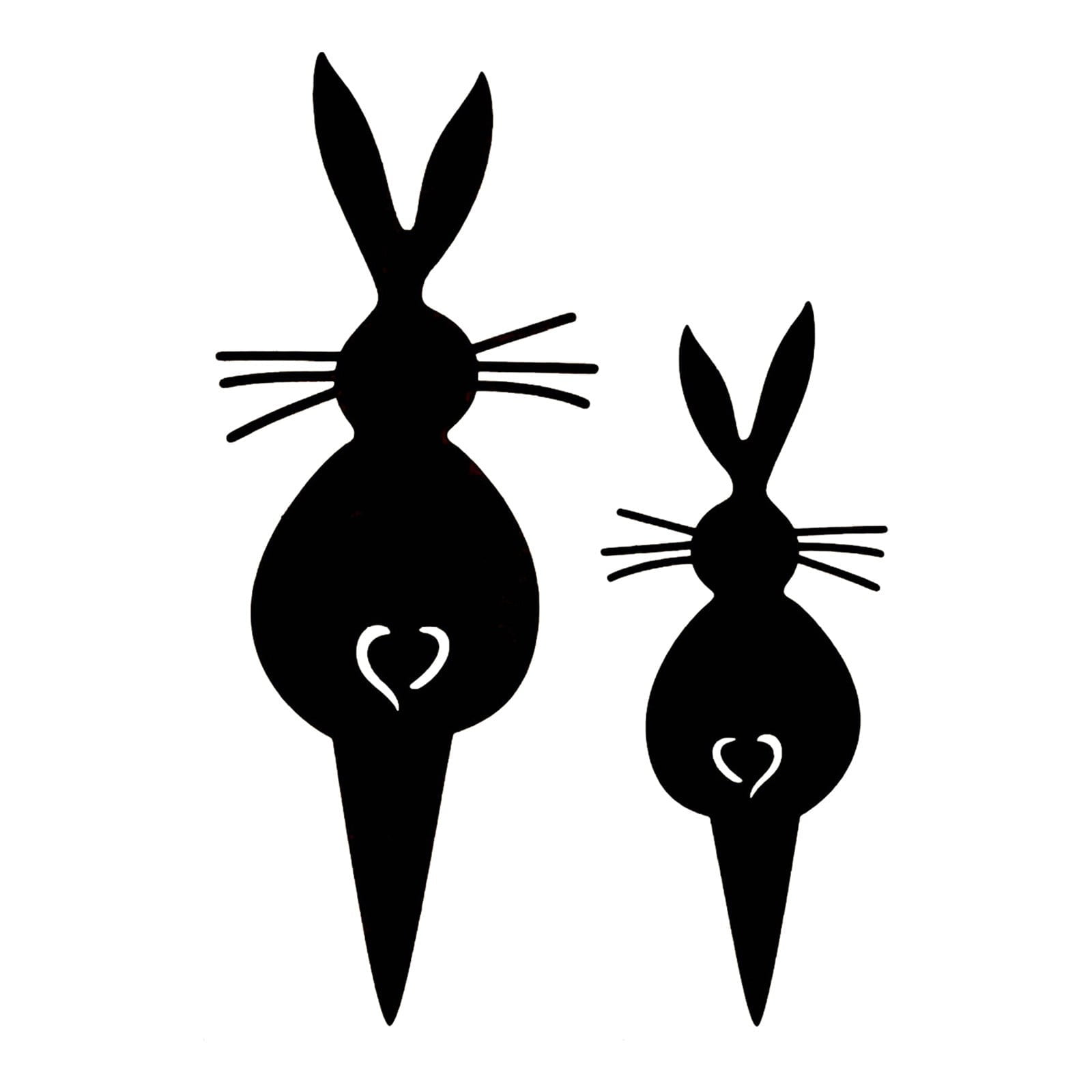 BKBP Metal Bunny Garden Decor, Metal Yard Art Animals Garden Stakes ...