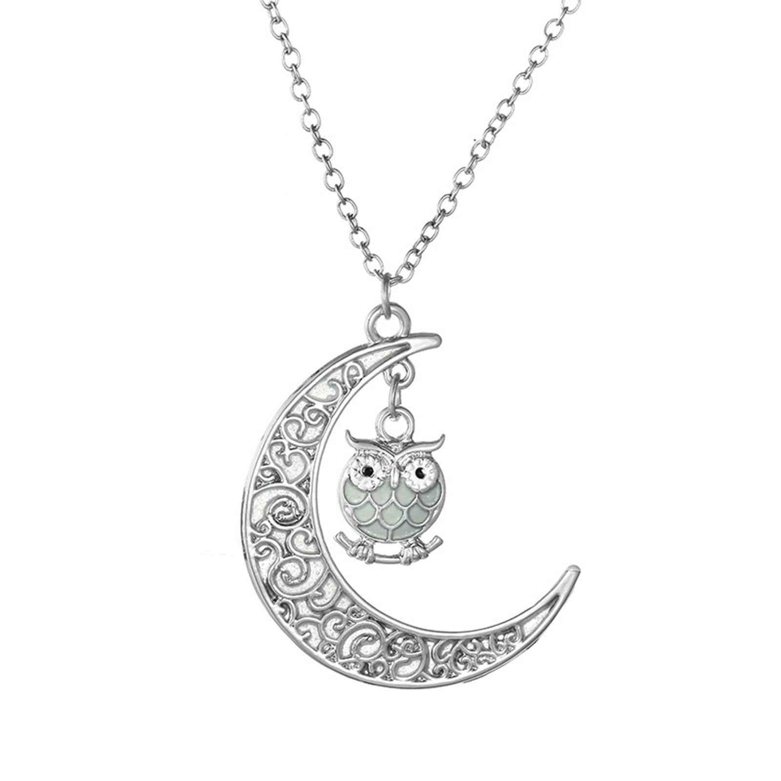 BKBP Moon Owl Luminous Necklace Fashionable Diy Pendant at Night L Ow ...