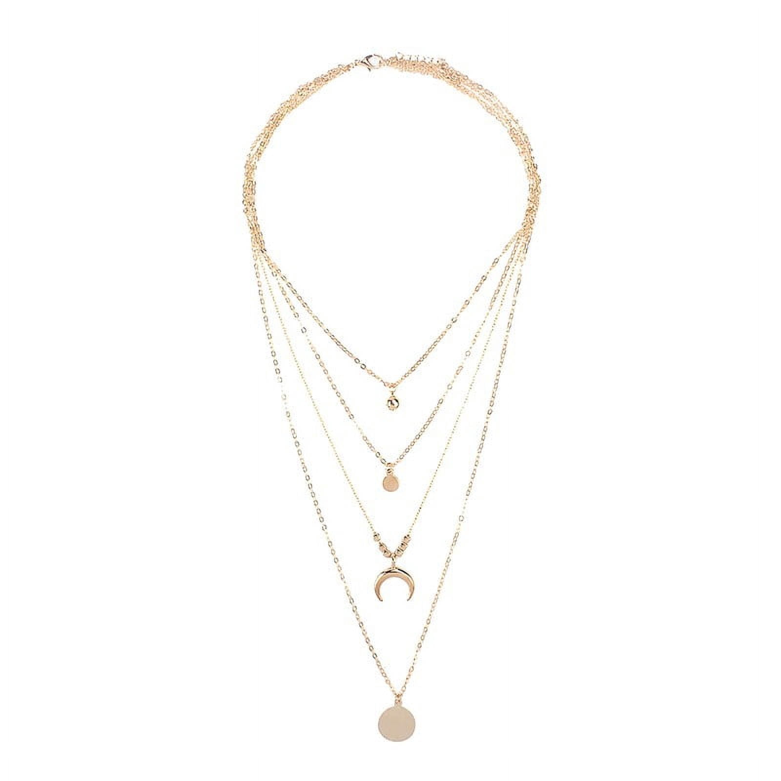 BKBP Personalized Multi Layered Moon Disk Pendant Necklace Jewelry ...
