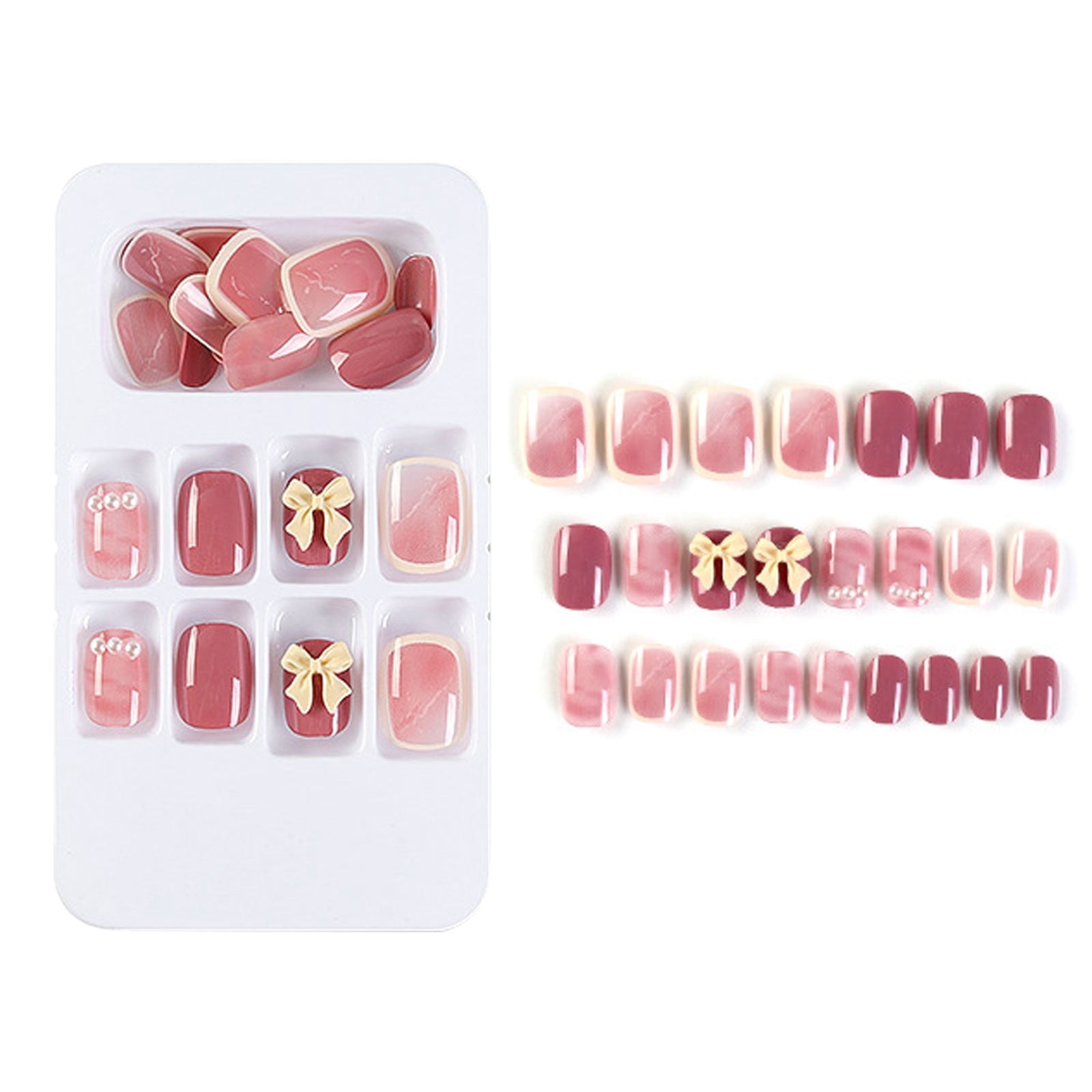 BKBP Press on Nails Short Almond Fake Nails Glossy Solid Color Full ...