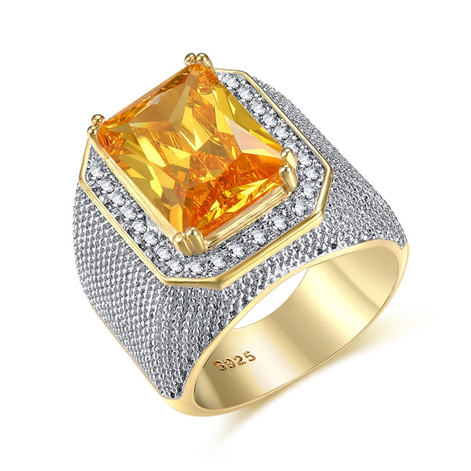 BKBP Ring Men's Gold Plated Wedding Band Super Big Hip Hop Rings ...