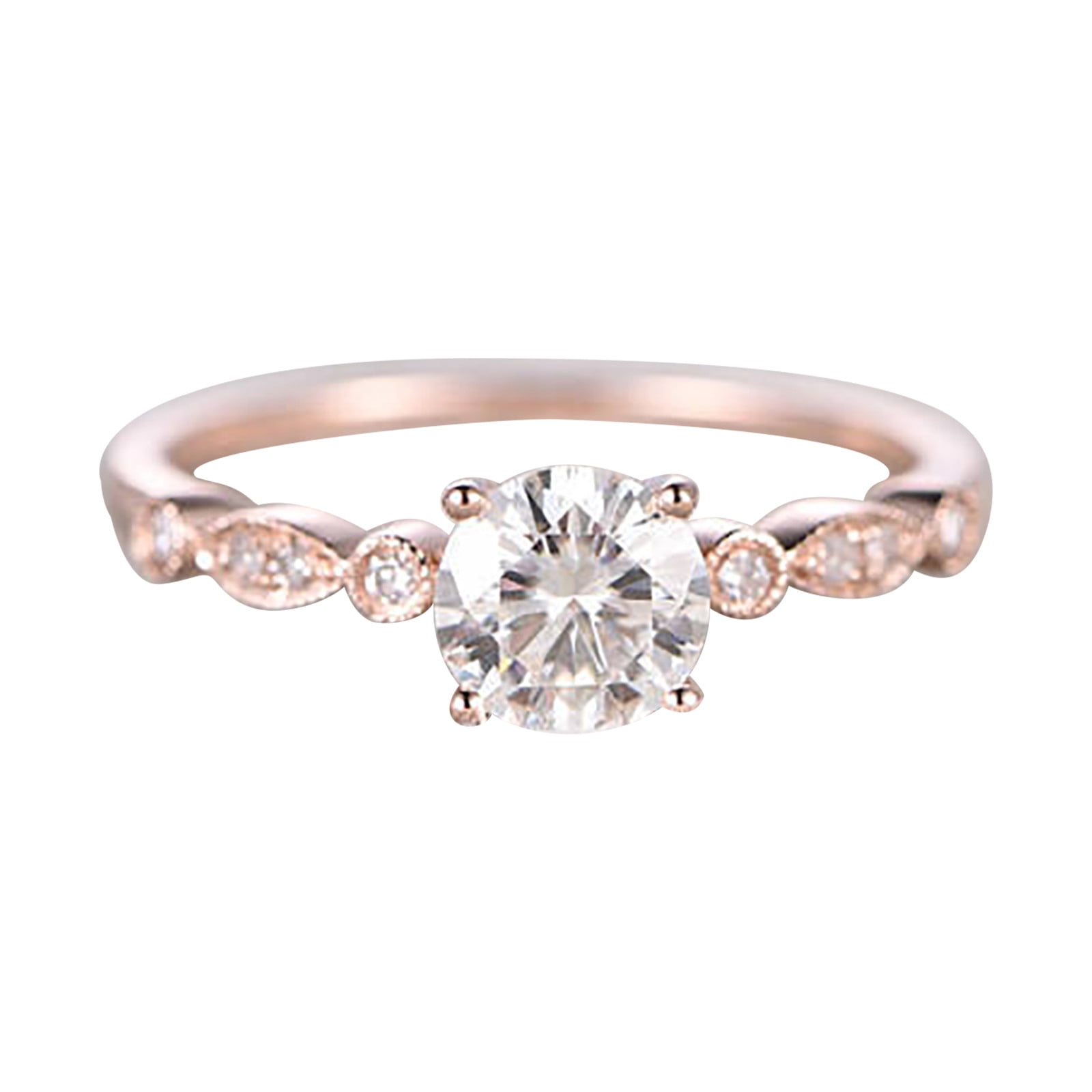 BKBP Rose Gold Zircon Ring Rose Gold Diamond Ring Diamond Engagement ...