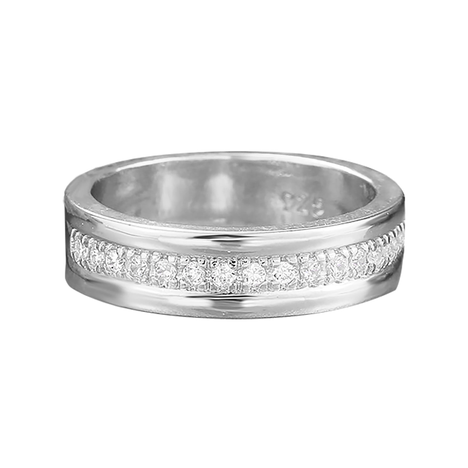 BKBP Simple Silver Ring Women 925 Silver,Gold Ring White Rhinestone ...