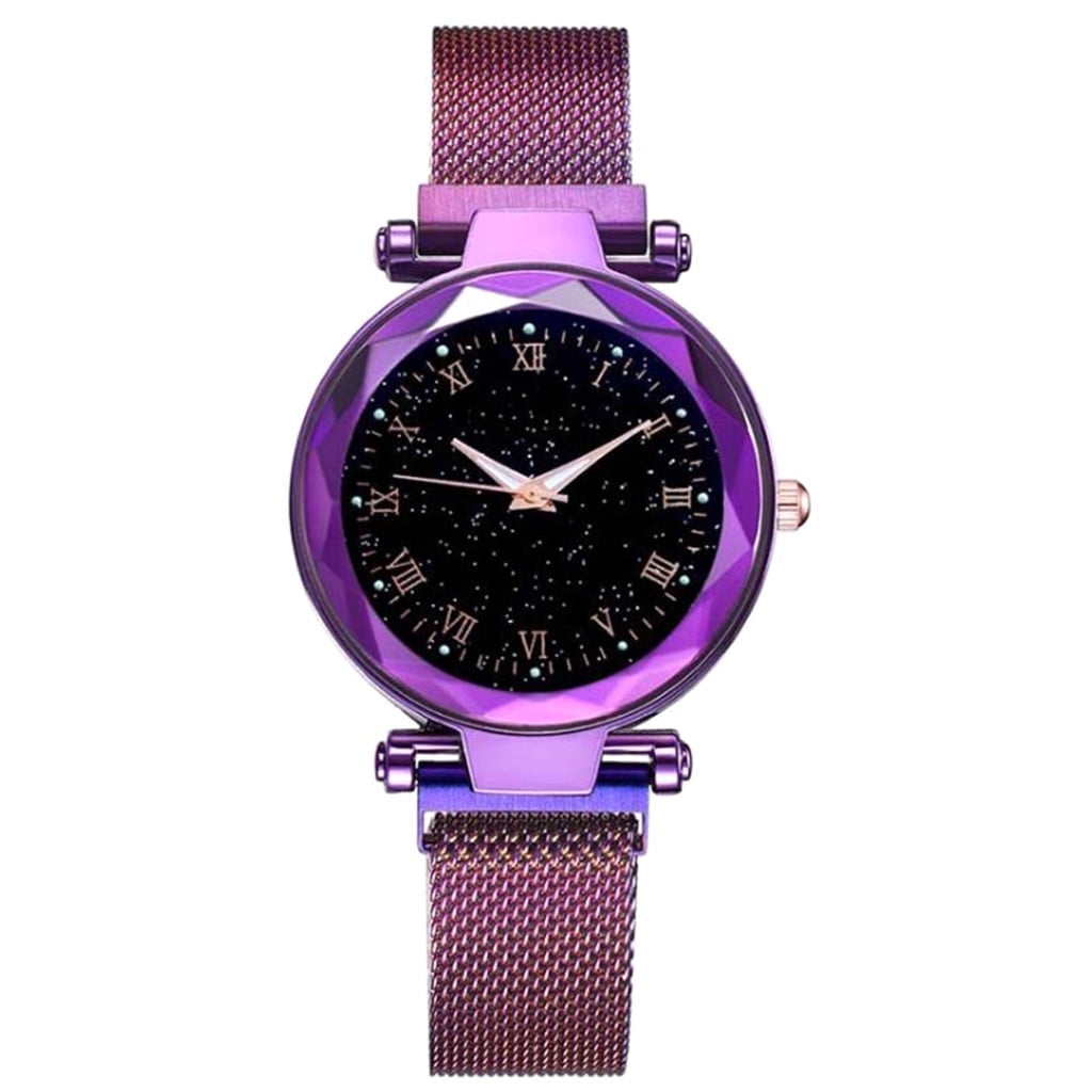 BKBP Starry Sky Quartz Watch Luminous Mesh Strap Magnet Buckle Ladies ...