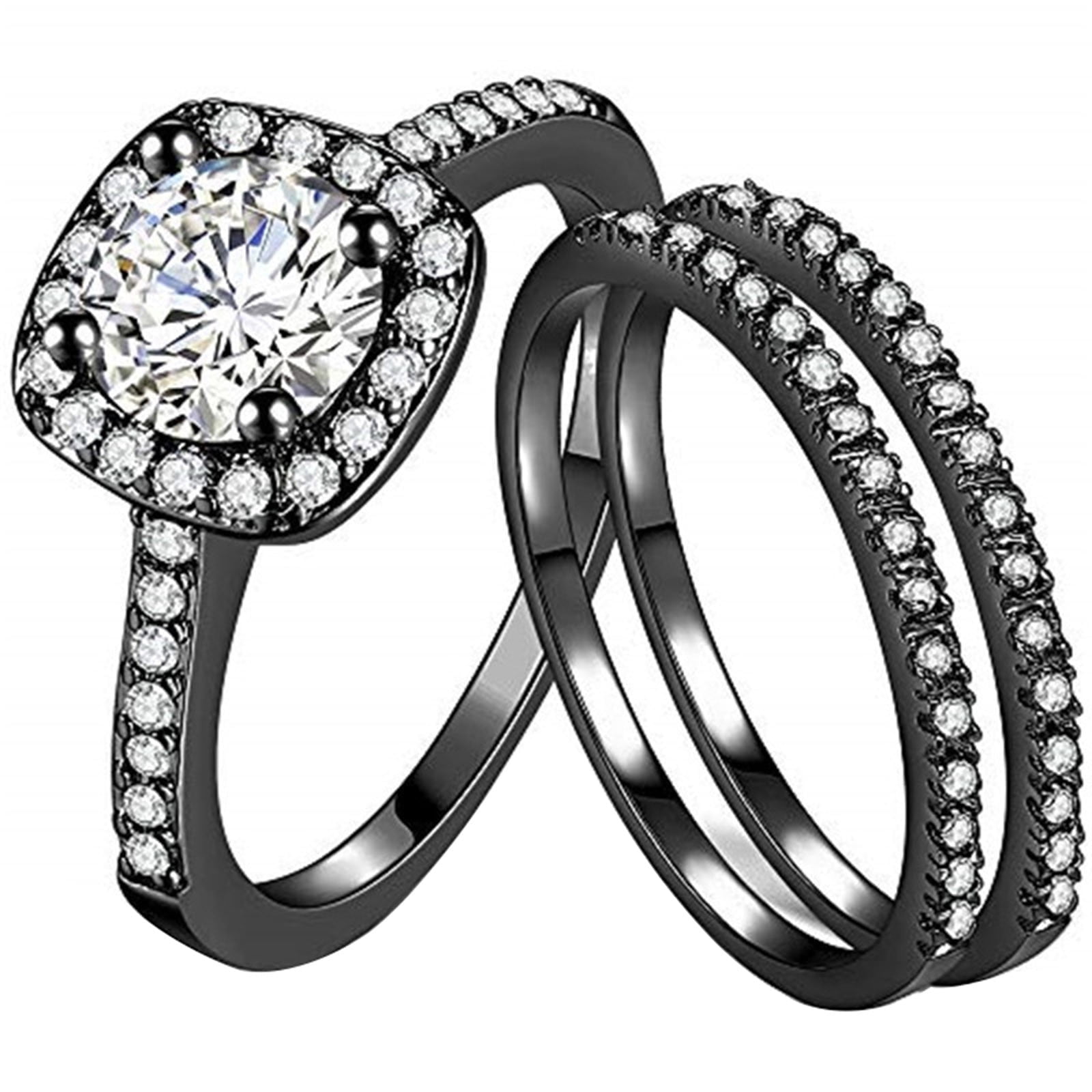 BKBP Three Piece Ring Set Vintage Wedding Guard Enhancers Engagement ...