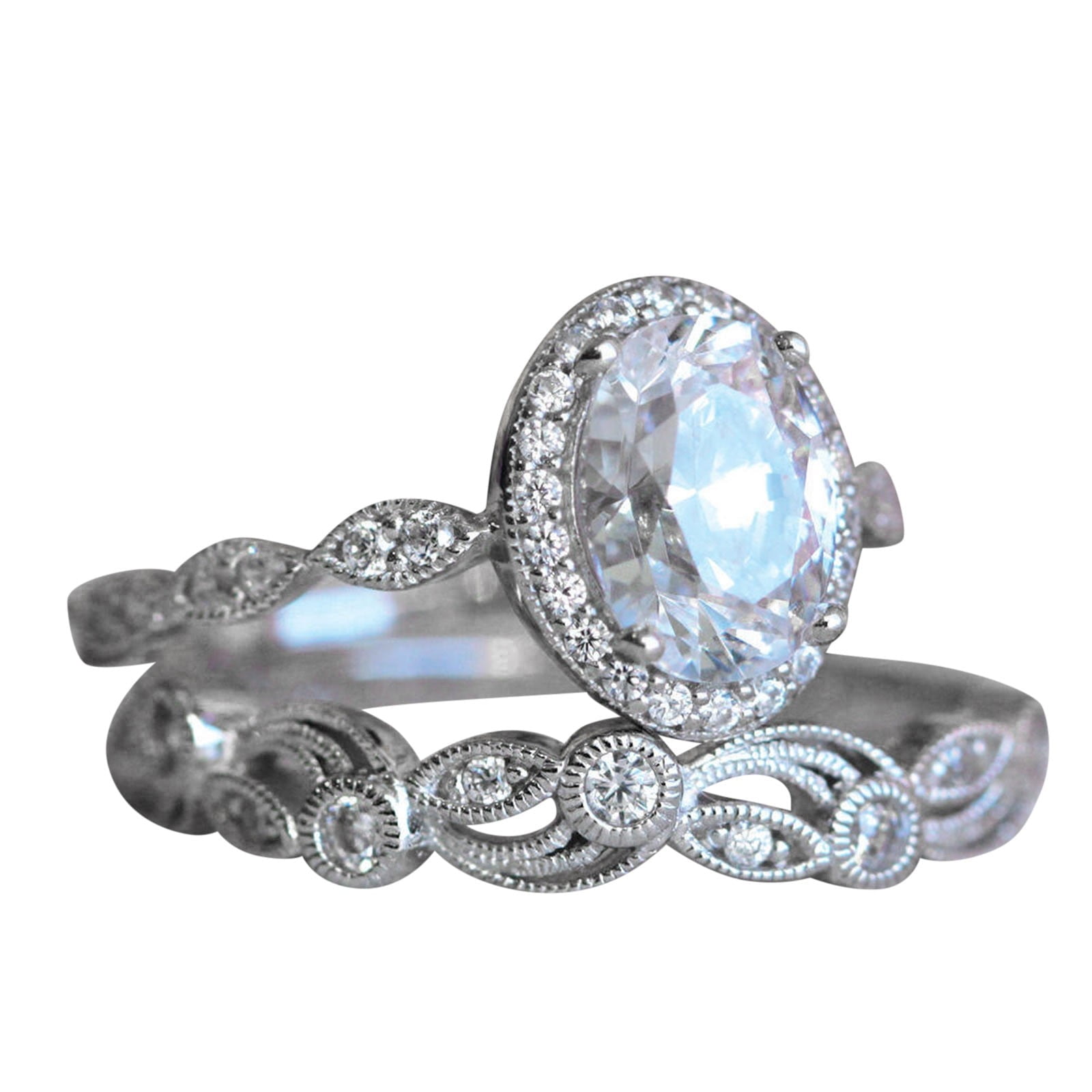 BKBP Two Piece Ring Set 2 Pcs Vintage Gold and Silver Promise Rings ...