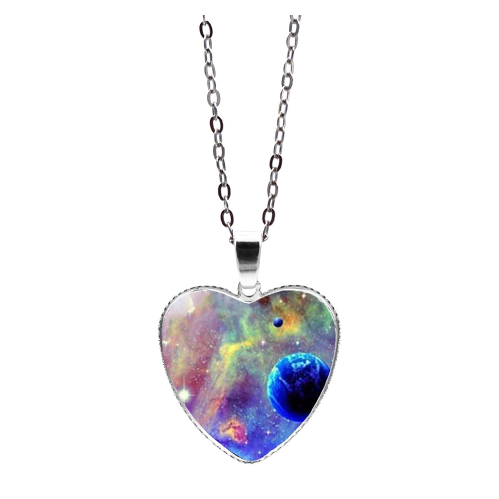 BKBP Universe Star Nebula Time Gem Love Pendant Necklace Galaxy Planet ...