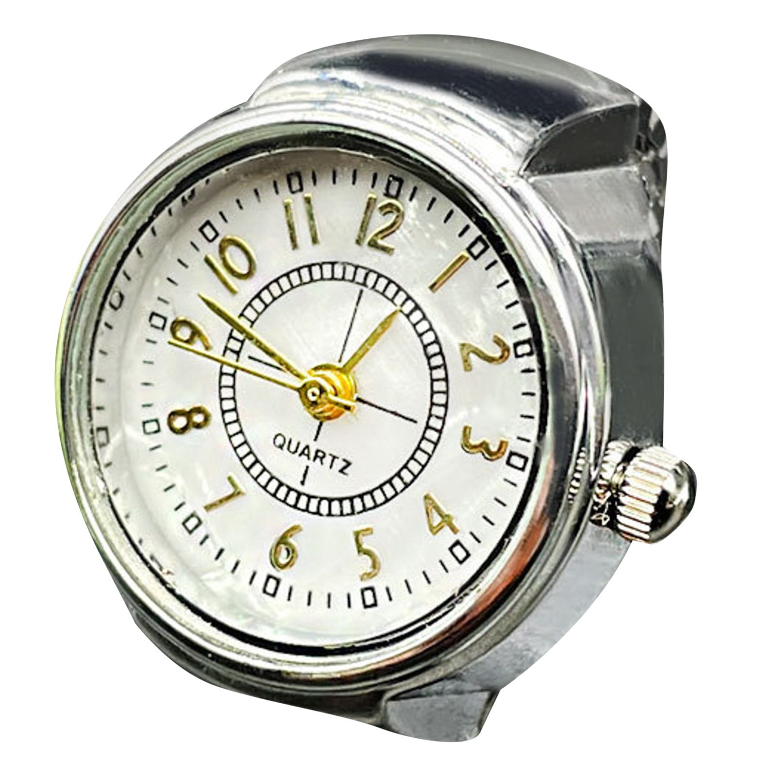 BKBP Watch Ring Real to Tell Time Vintage Clock Round Chunky Silver ...