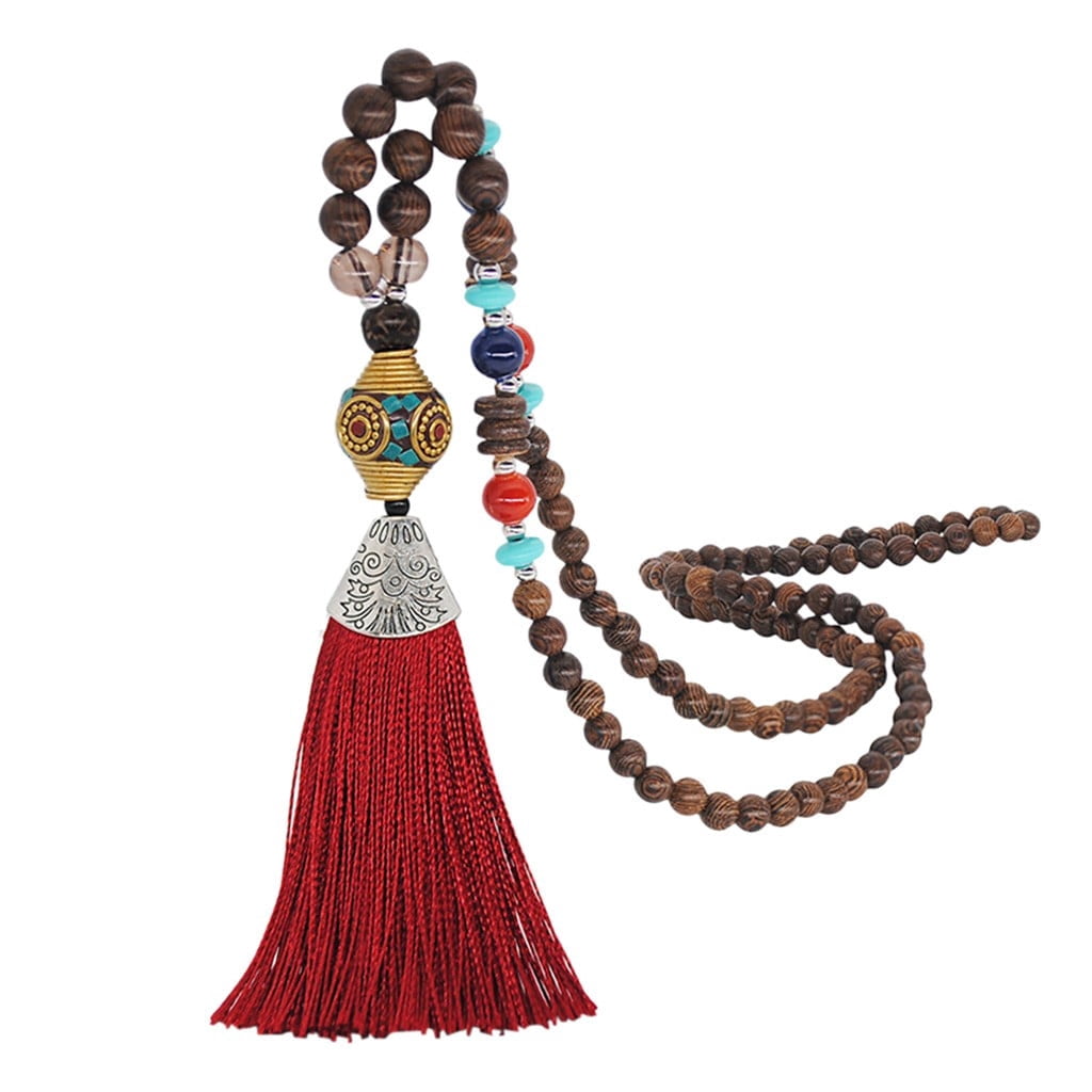 BKBP Women's Bohemian Linen Clothing Pendant Tassel Sweater Chain ...